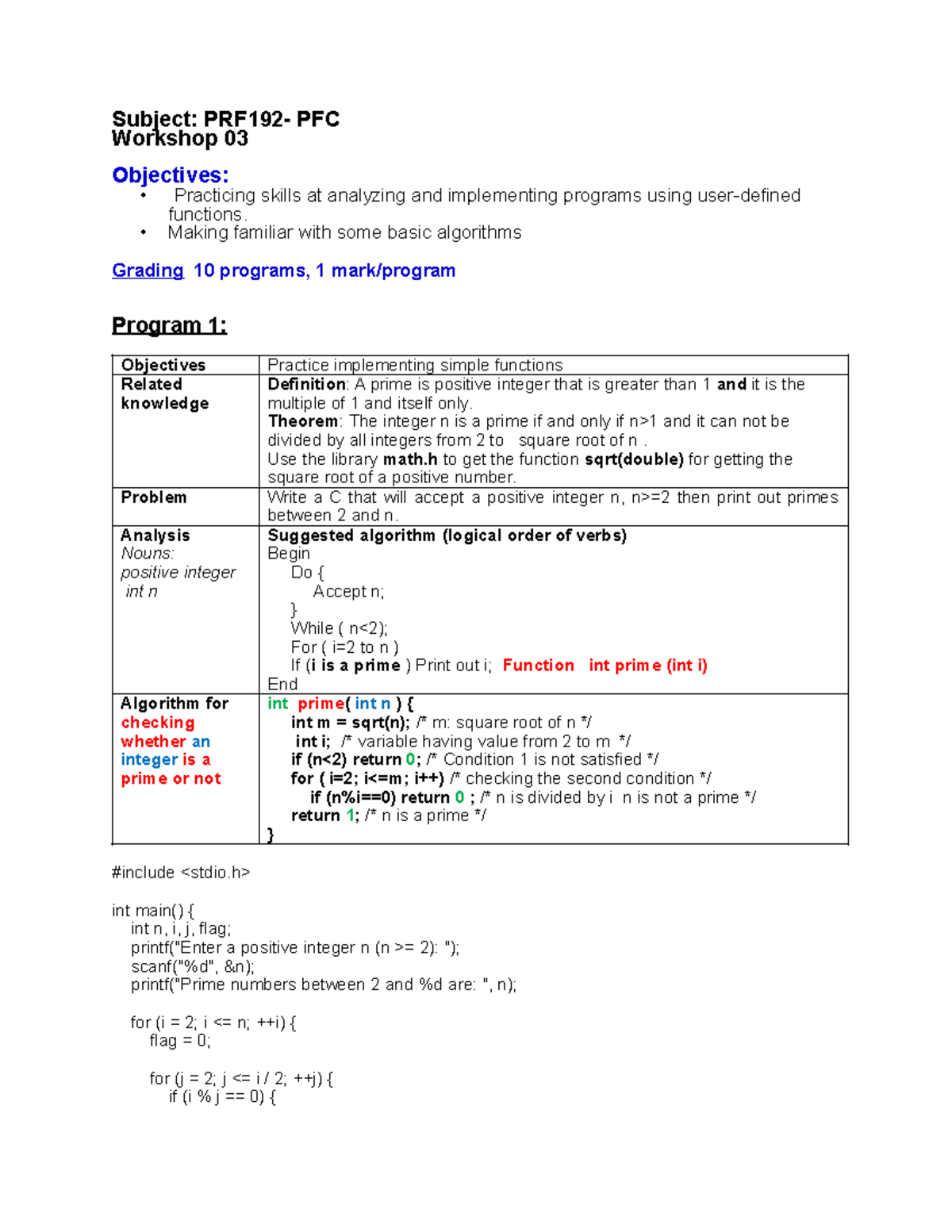 PFC-Workshop 03-2015 - dsdffdfsdfsf - Subject: PRF192- PFC Workshop 03 Objectives: • Practicing ...
