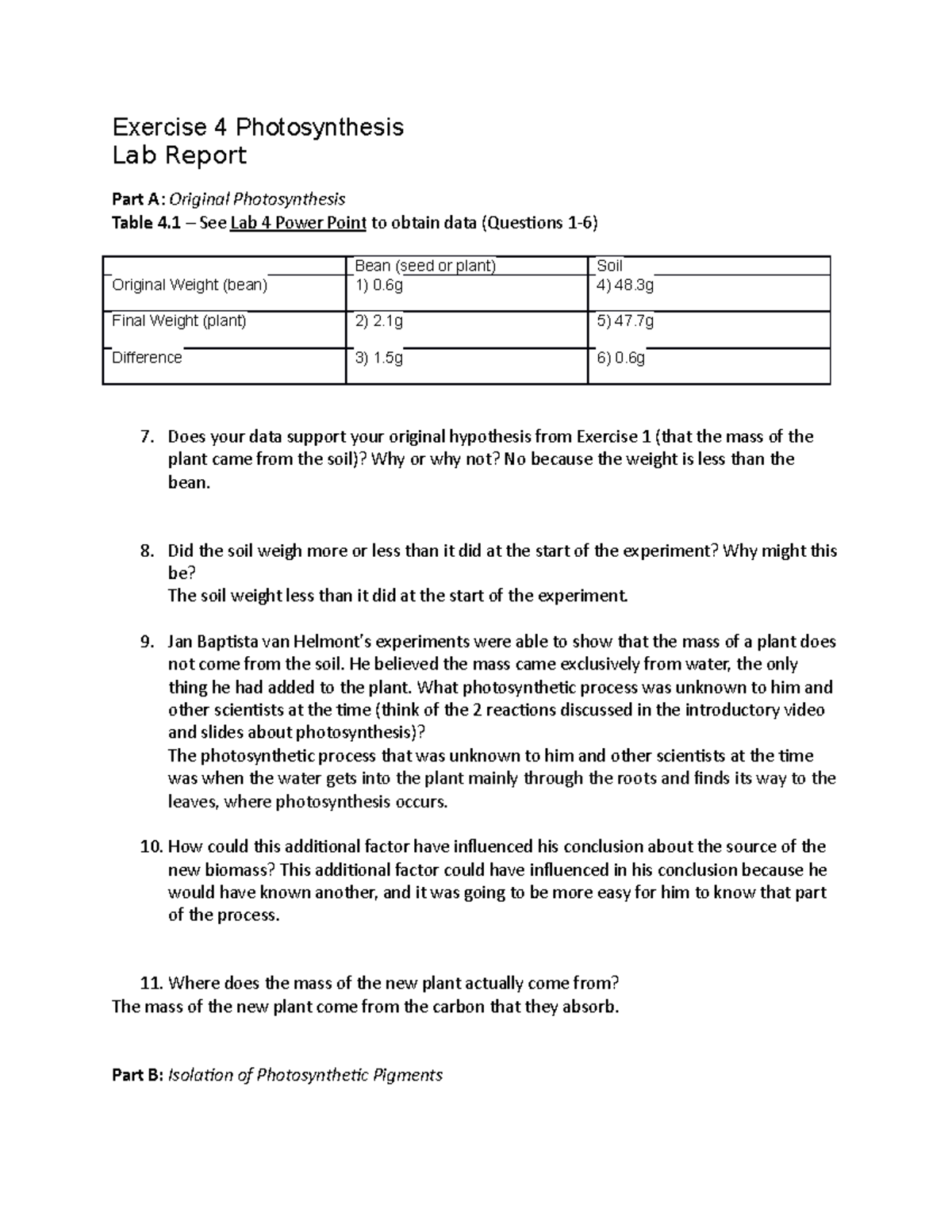 Lab Report 4 - Exercise 4 Photosynthesis Lab Report Part A : Original ...