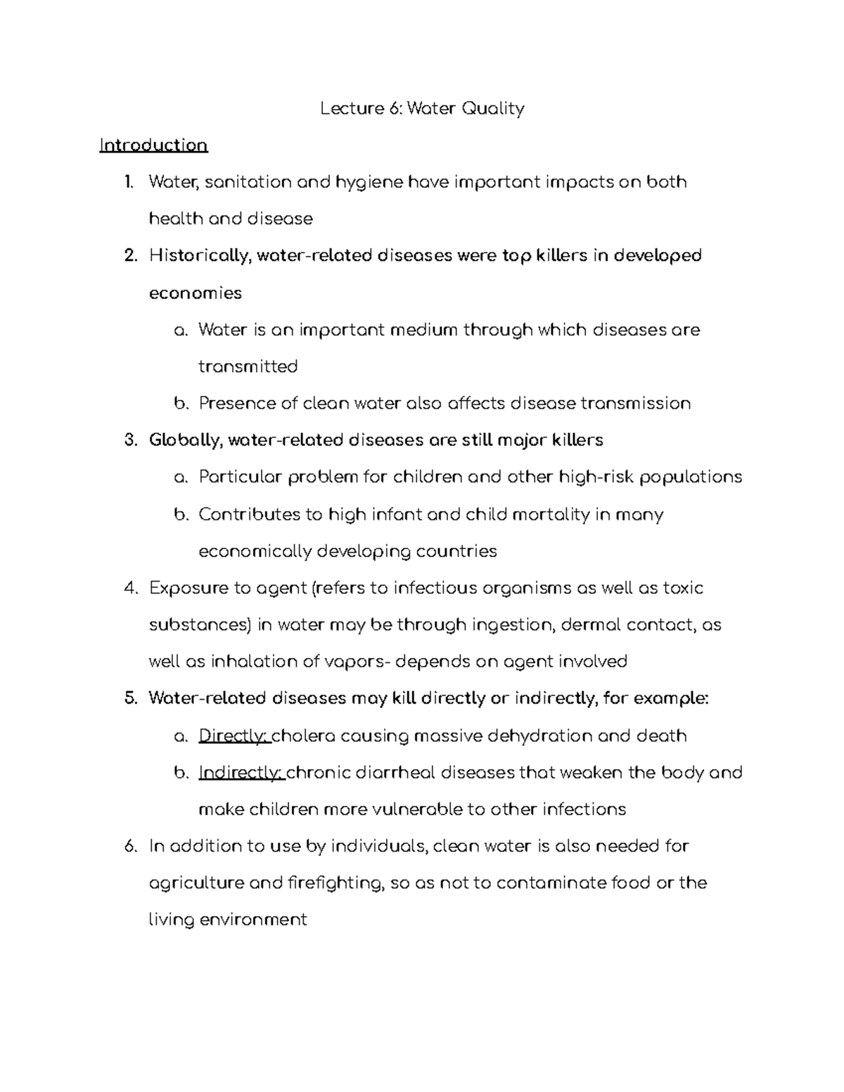 Water Quality - Urban Health - Lecture 6: Water Quality Introduction ...