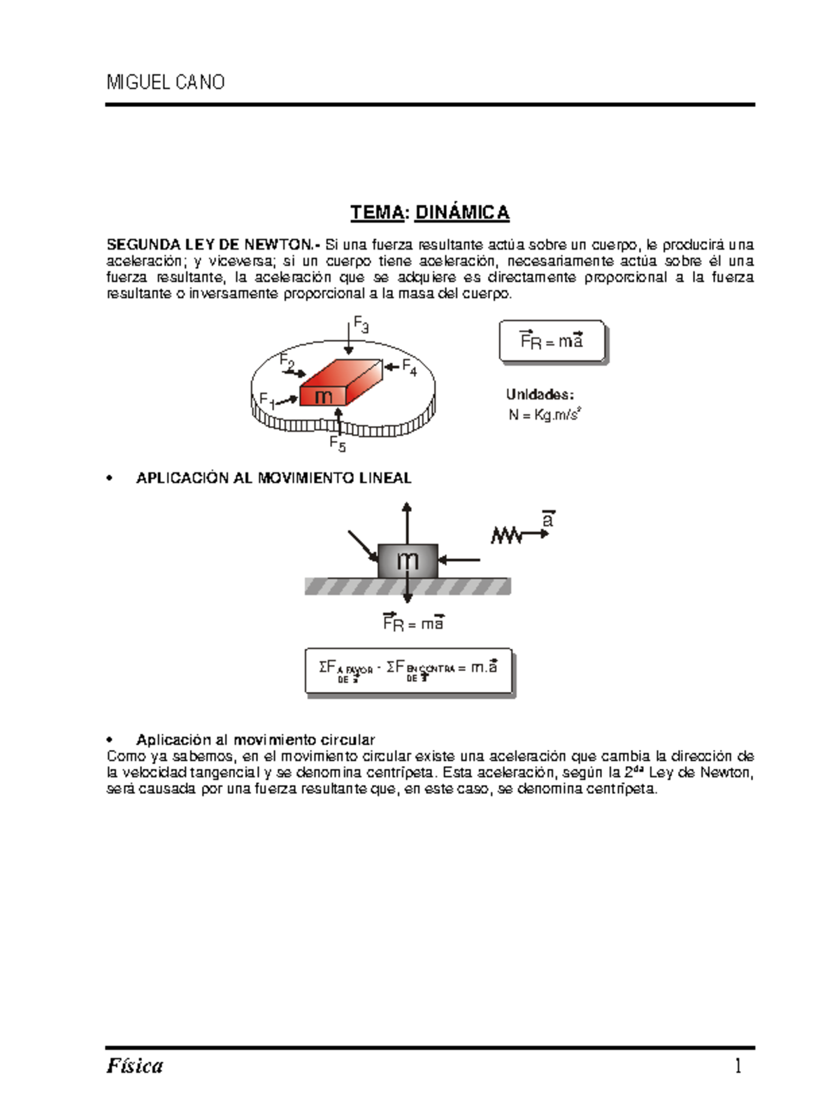 Modulo -2- Fisica - este trabajo te va ha ayudar muchisimo - ####### TEMA: DINÁMICA SEGUNDA LEY ...