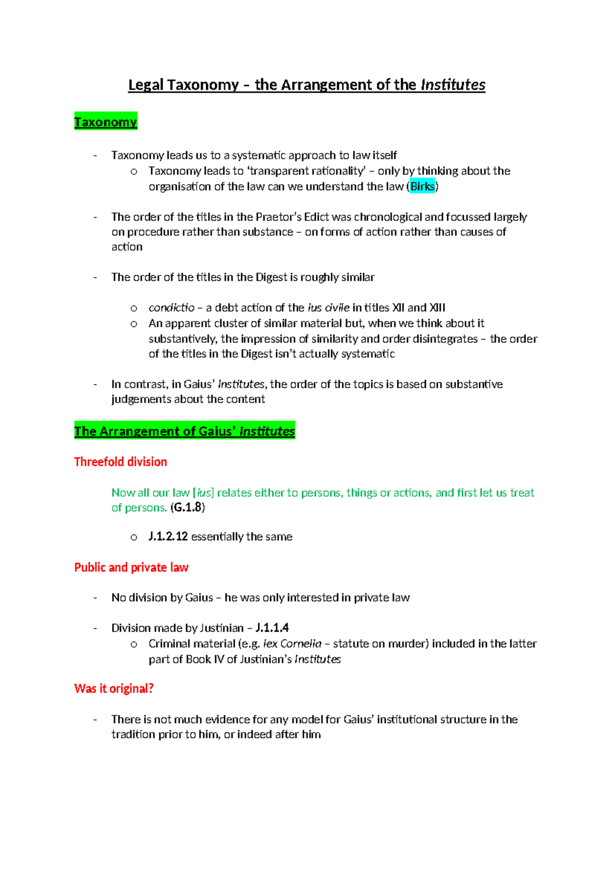 Procedure, System and Context Summary - Legal Taxonomy – the ...