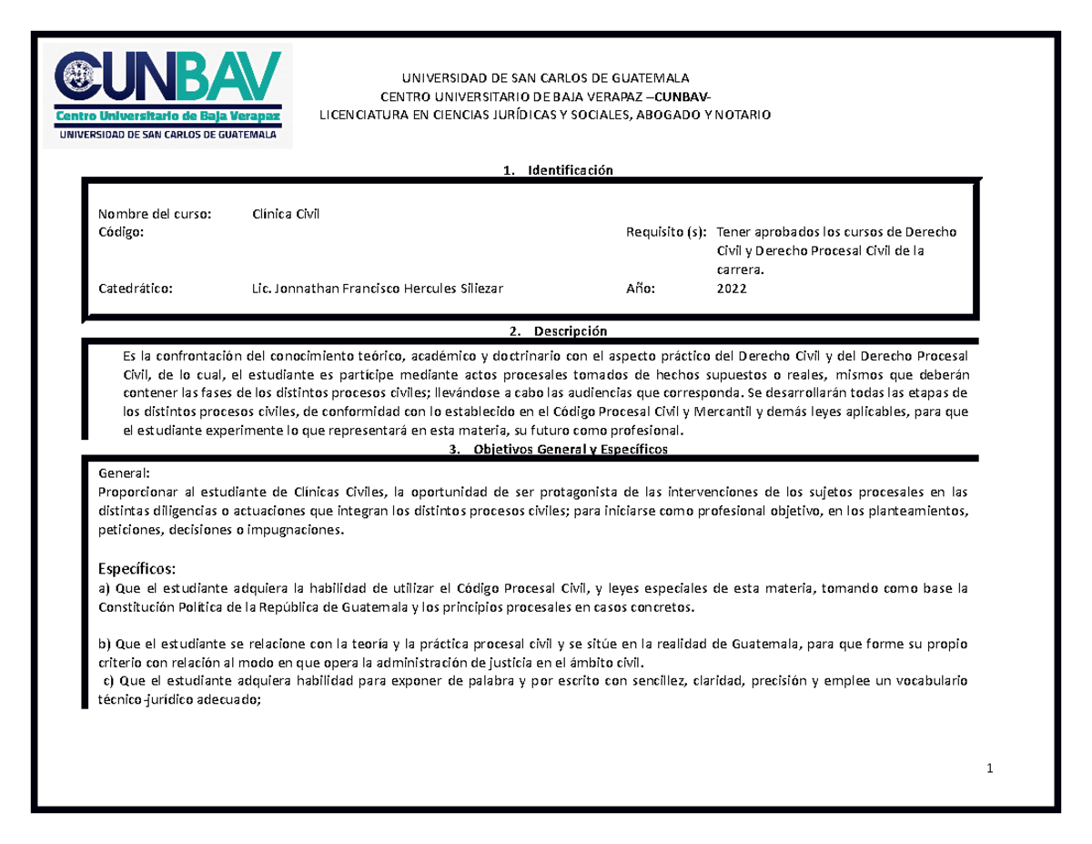 GUÍA Programática Clínica Civil 2022 - CENTRO UNIVERSITARIO DE BAJA ...