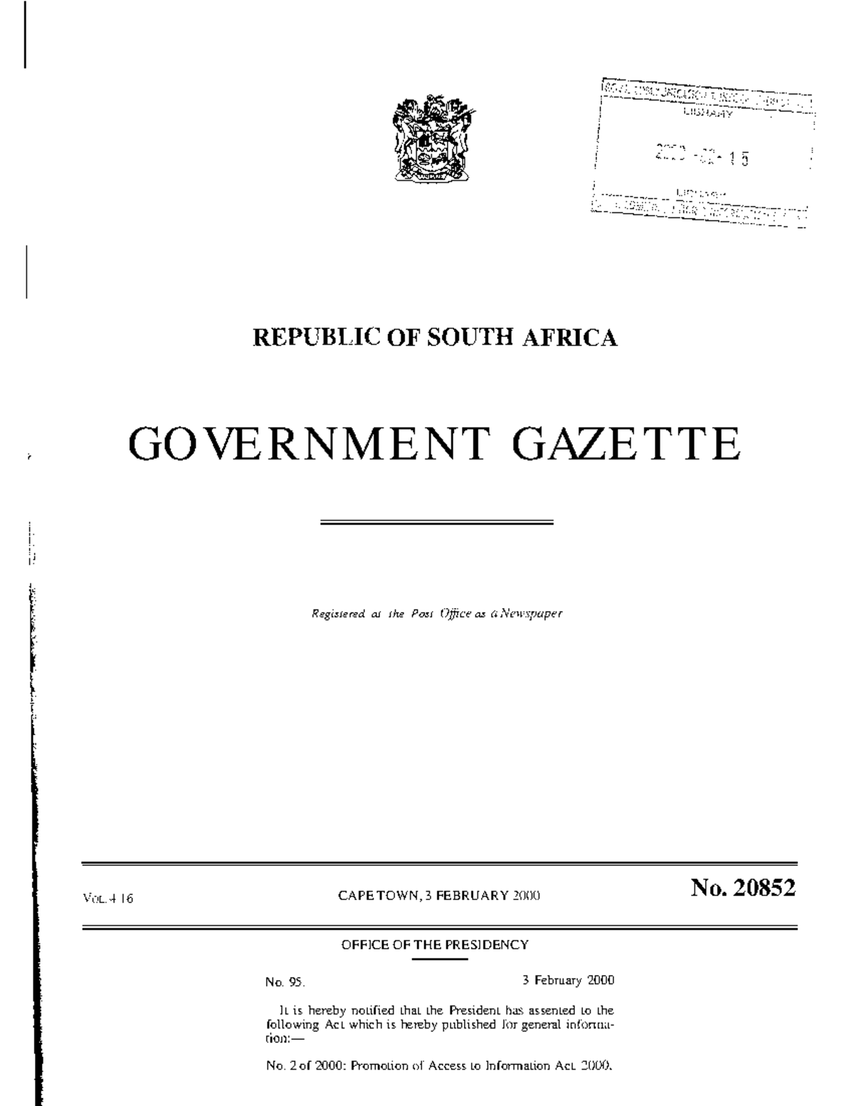 A2-000 - adl notes - REPUBI,IC OF SOUTH AFRICA GOVERNMENT GAZETTE ...
