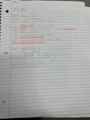 Business Calculus chapter 5 worksheet - MATH 2143 - Studocu