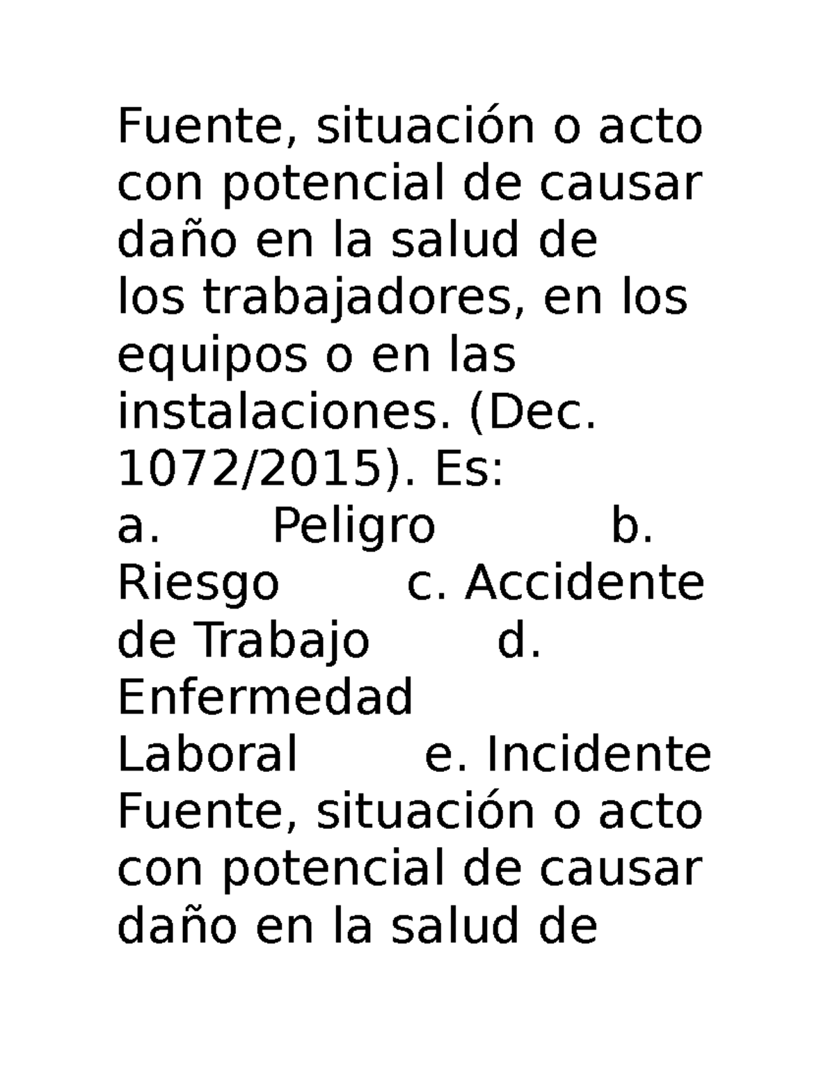 Taller Inicial SO - Fuente, situación o acto con potencial de causar ...