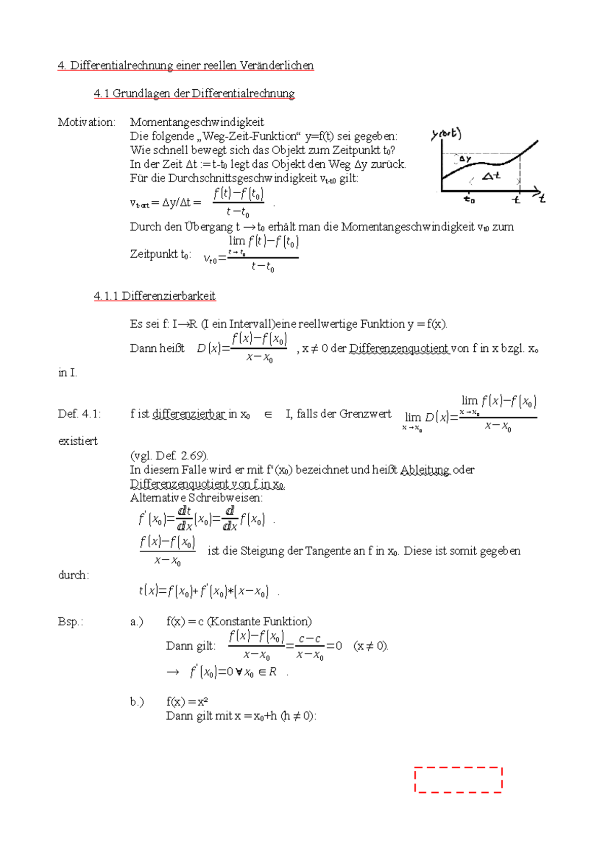 4.1 Grundlagen der Differenzialrechnung - Differentialrechnung einer ...