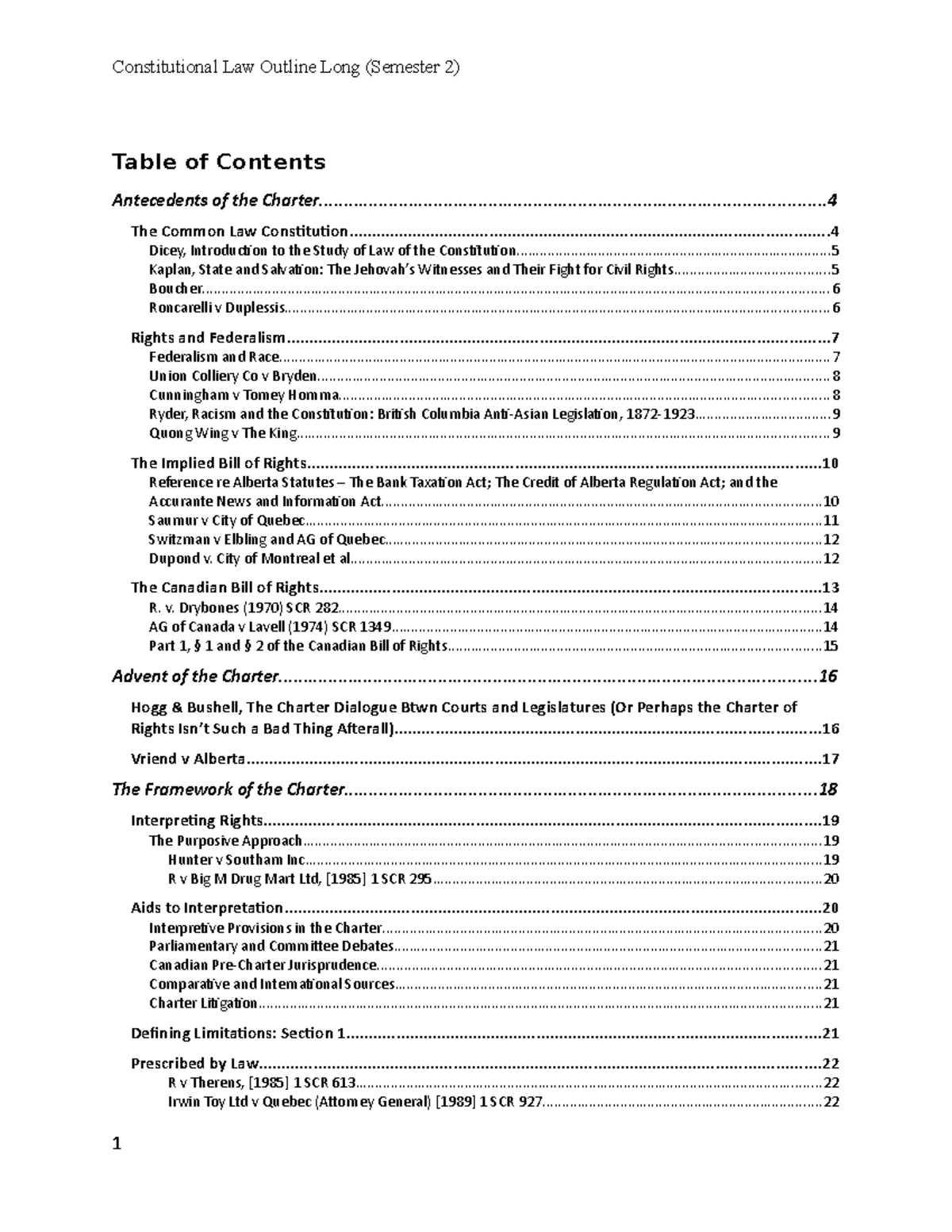 Constitutional Law Outline Long - Table of Contents Antecedents of the ...