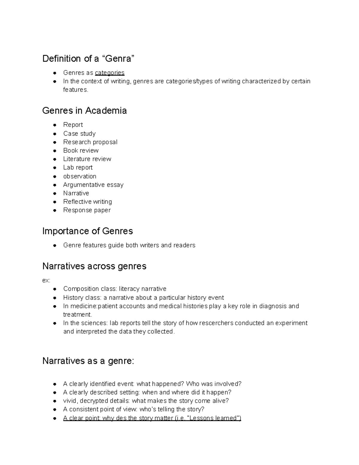 Things about Genres - Definition of a “Genra” Genres as categories In ...
