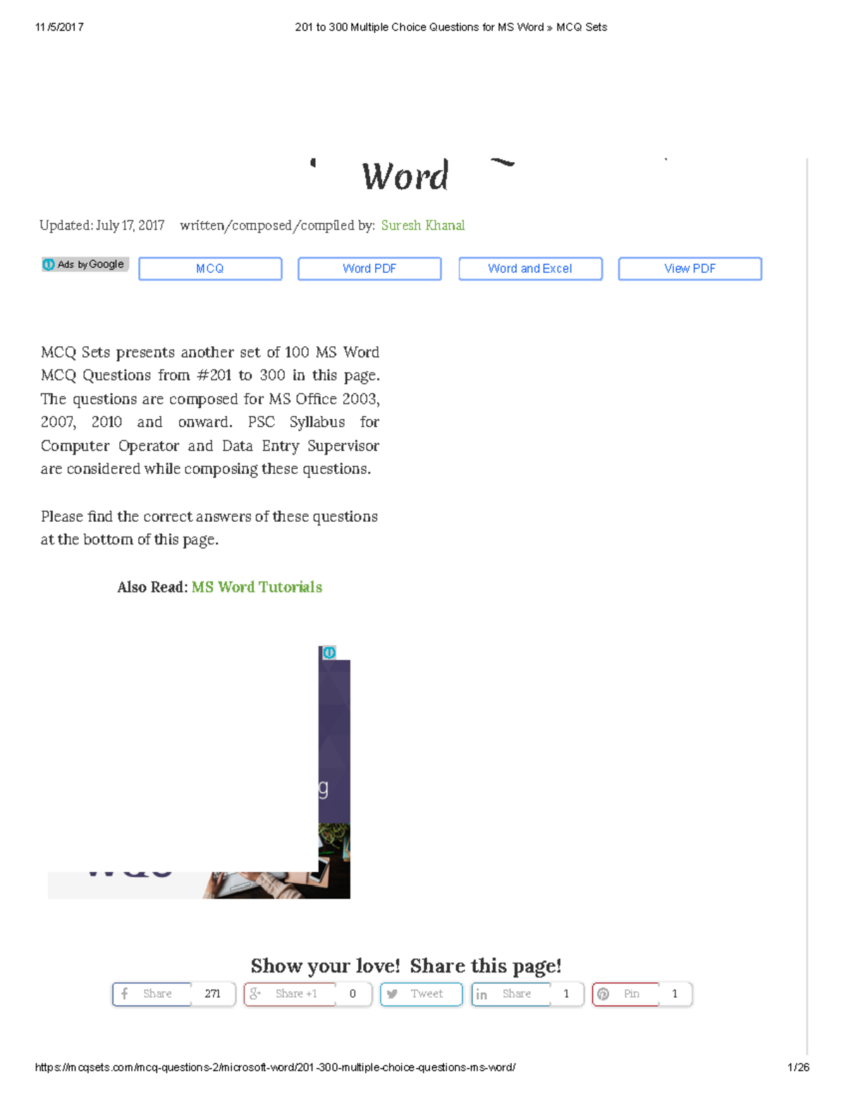 201 to 300 Multiple Choice Questions for MS Word » MCQ Sets - 201 to ...