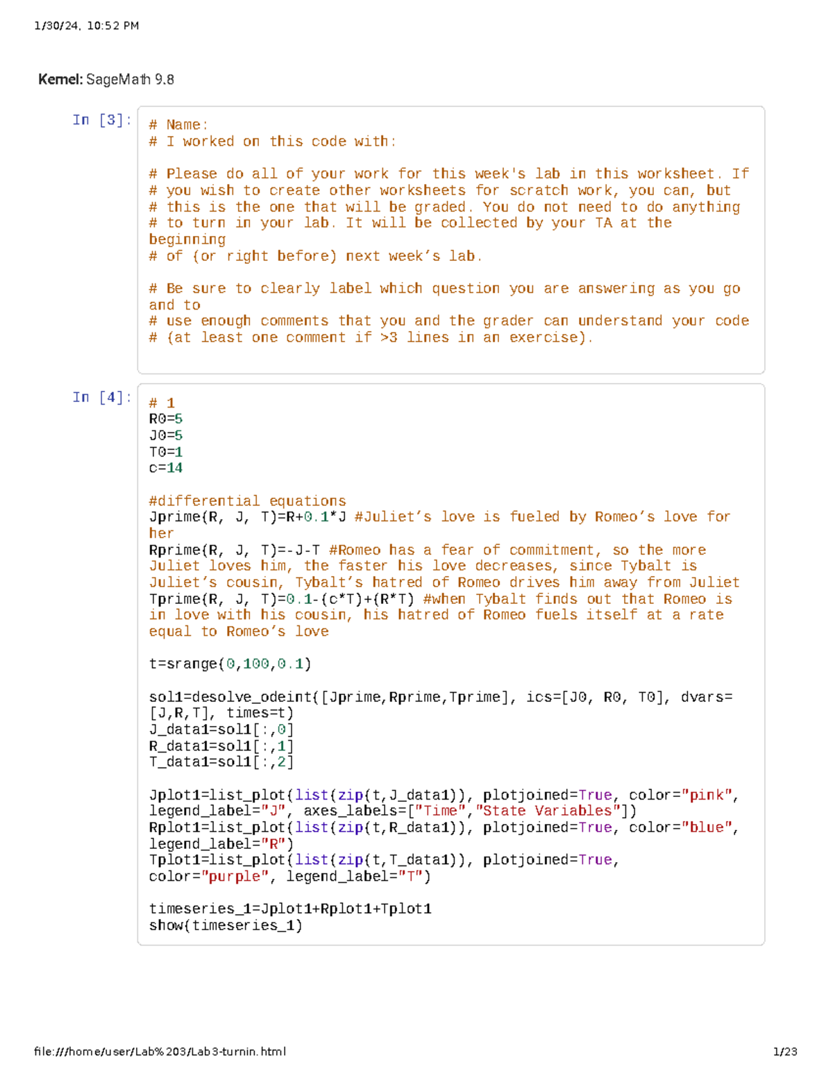 Lab Codeing work - Kernel: SageMath 9. In [ 3 ]: In [ 4 ]: # Name: # I ...