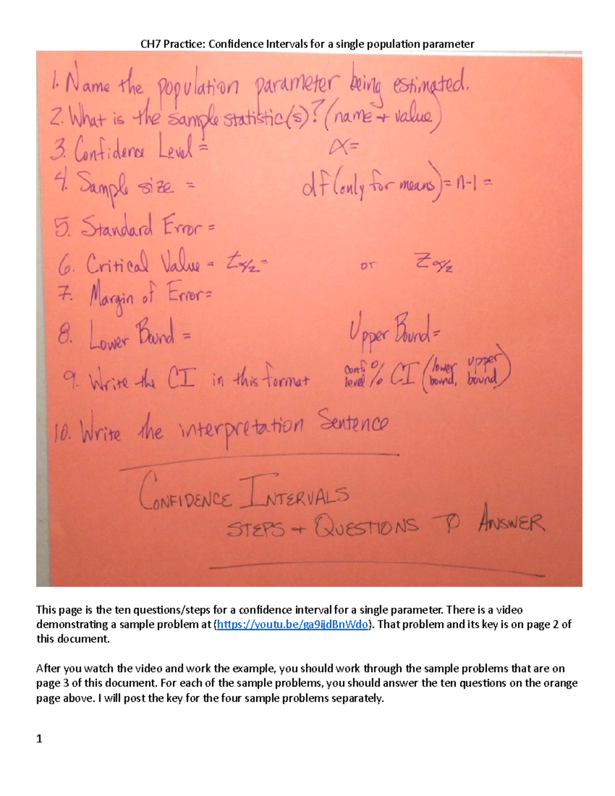 CH7 Practice single parameter MATH220 - This page is the ten questions ...