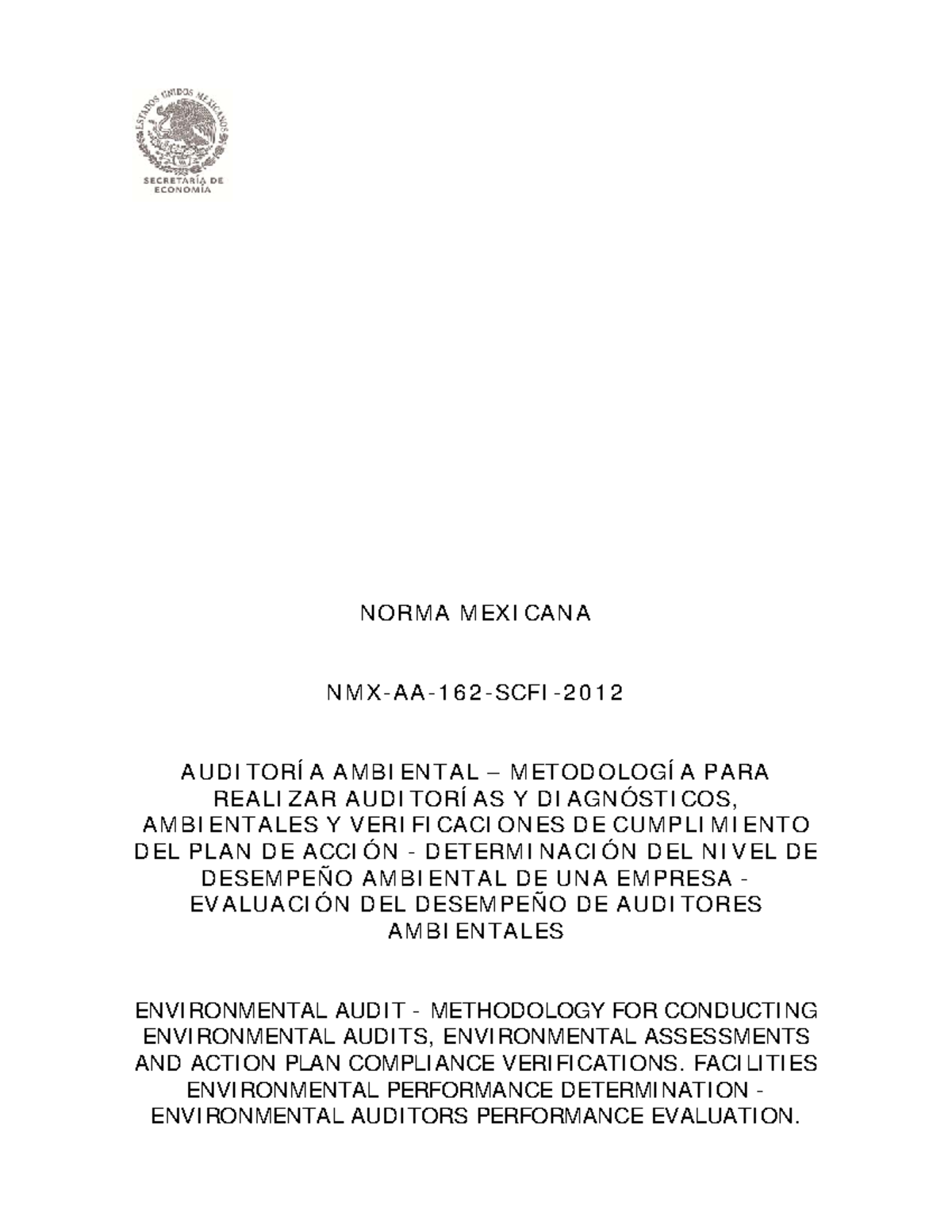 NMX-AA-162-SCFI-2012 DOF 02-10-2013 - NORMA MEXICANA NMX-AA-162-SCFI ...