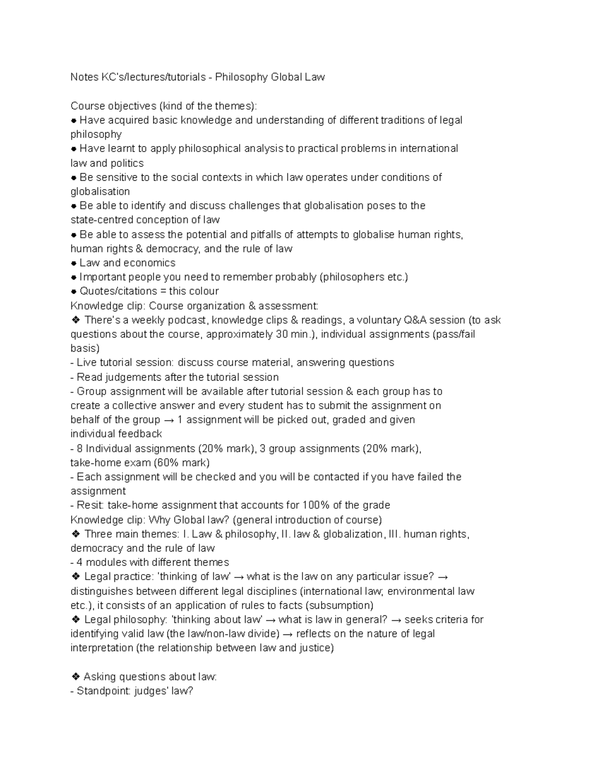 Philosophy notes - Notes KC’s/lectures/tutorials - Philosophy Global ...