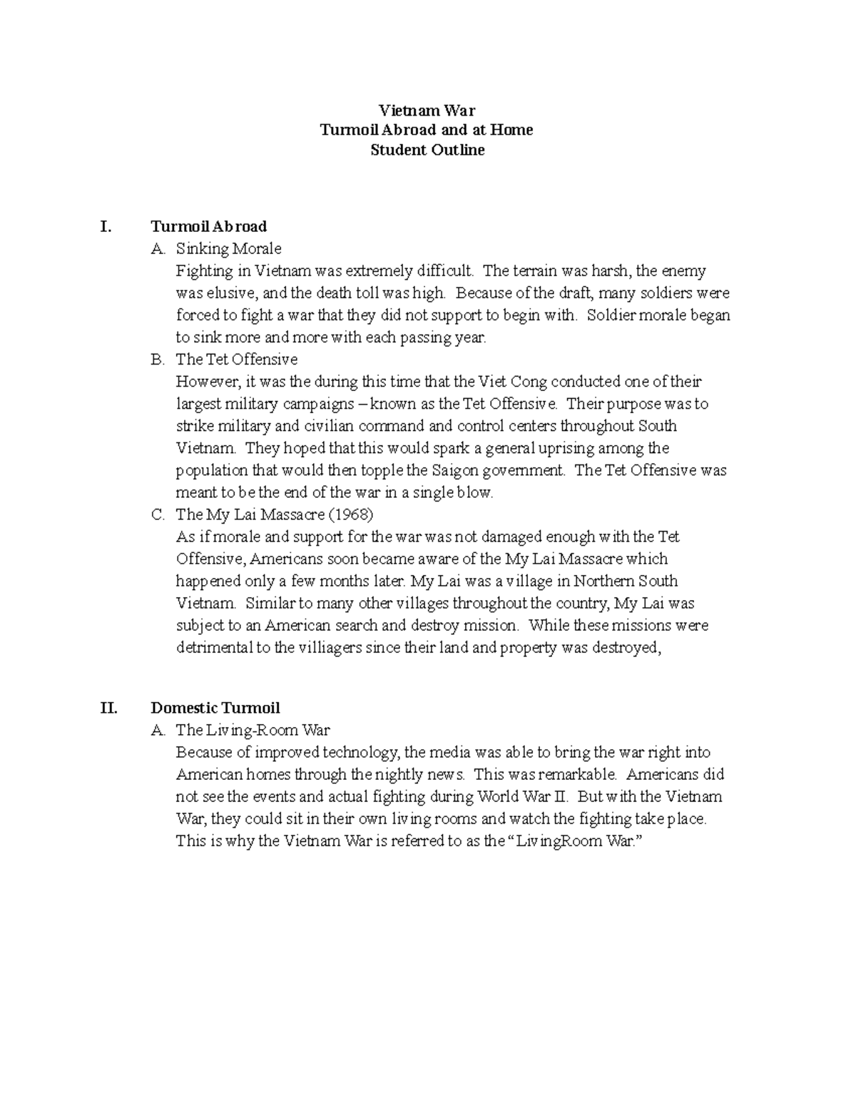 Vietnam War - Turmoil Abroad and at Home - Vietnam War Turmoil Abroad ...