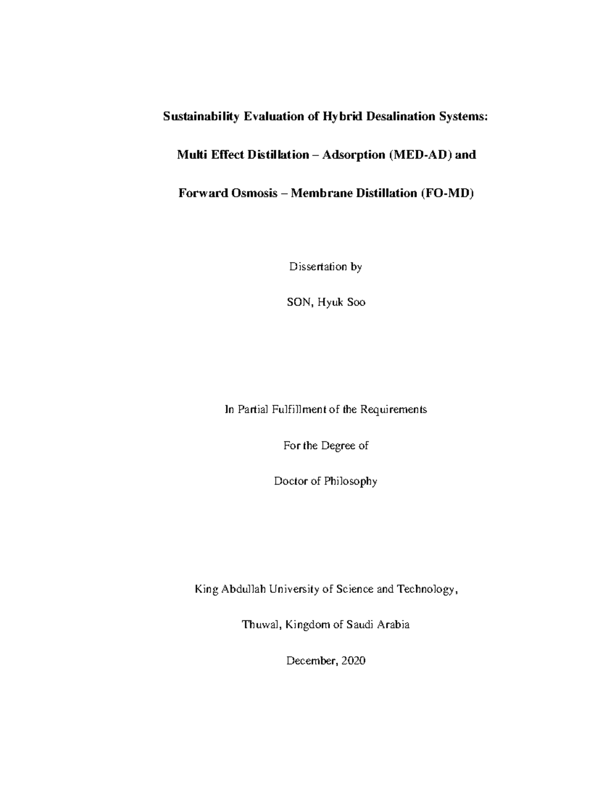 Ph D Dissertation Hyuk Soo SON Final - Sustainability Evaluation of ...
