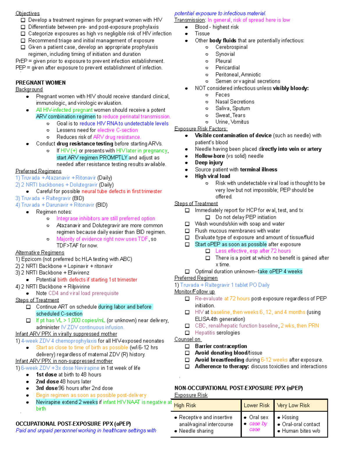 HIV part 3 - Lecture notes 14 - Objectives Develop a treatment regimen ...
