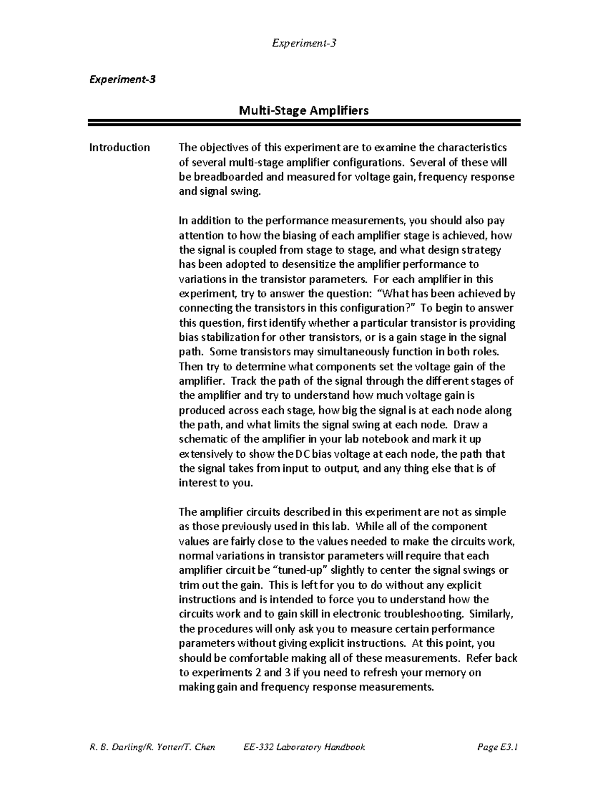 Lab3 - lab 2 - Experiment- Multi-Stage Amplifiers Introduction The ...