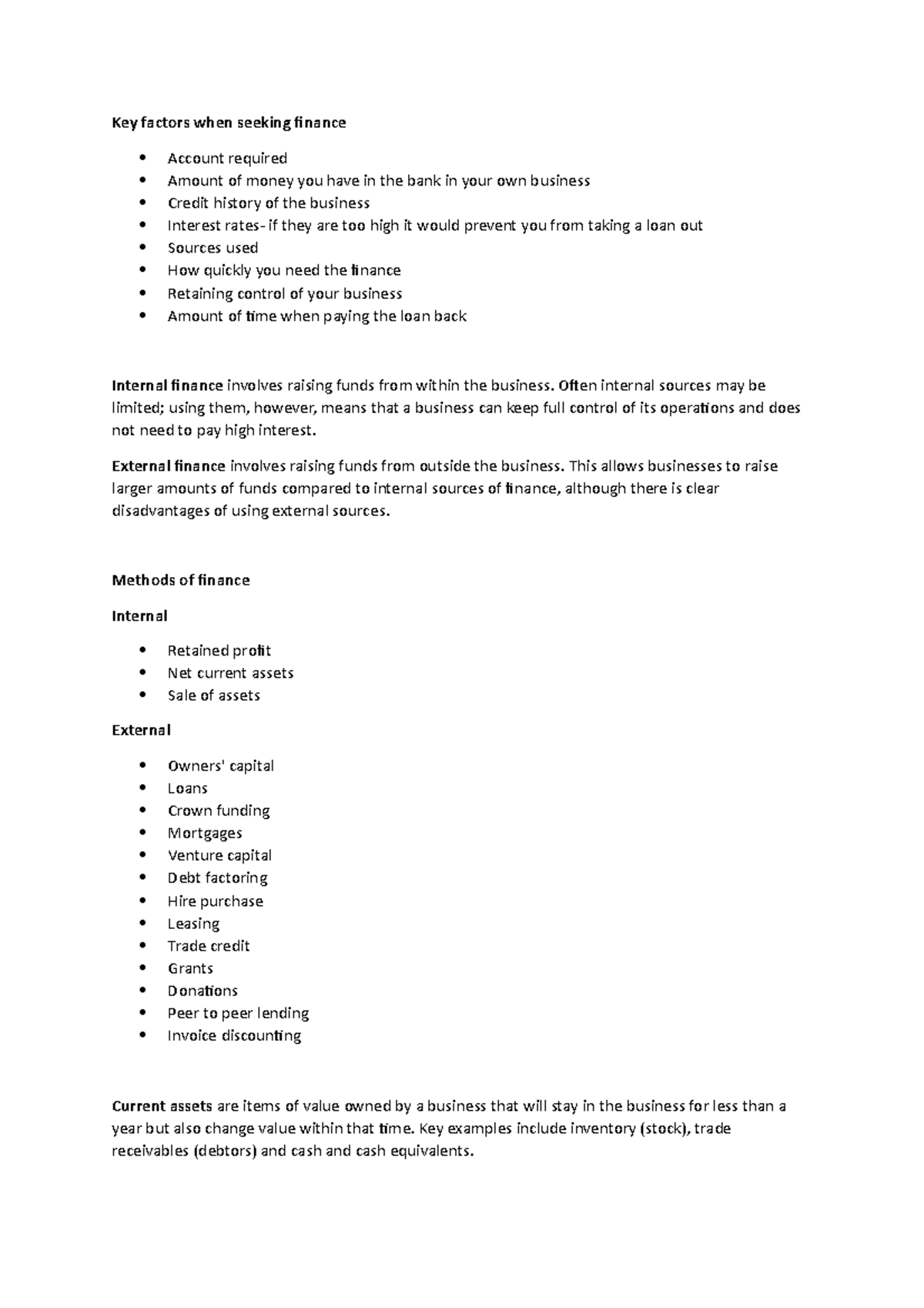 Mr sim business 23 - class notes for coursework - Key factors when ...