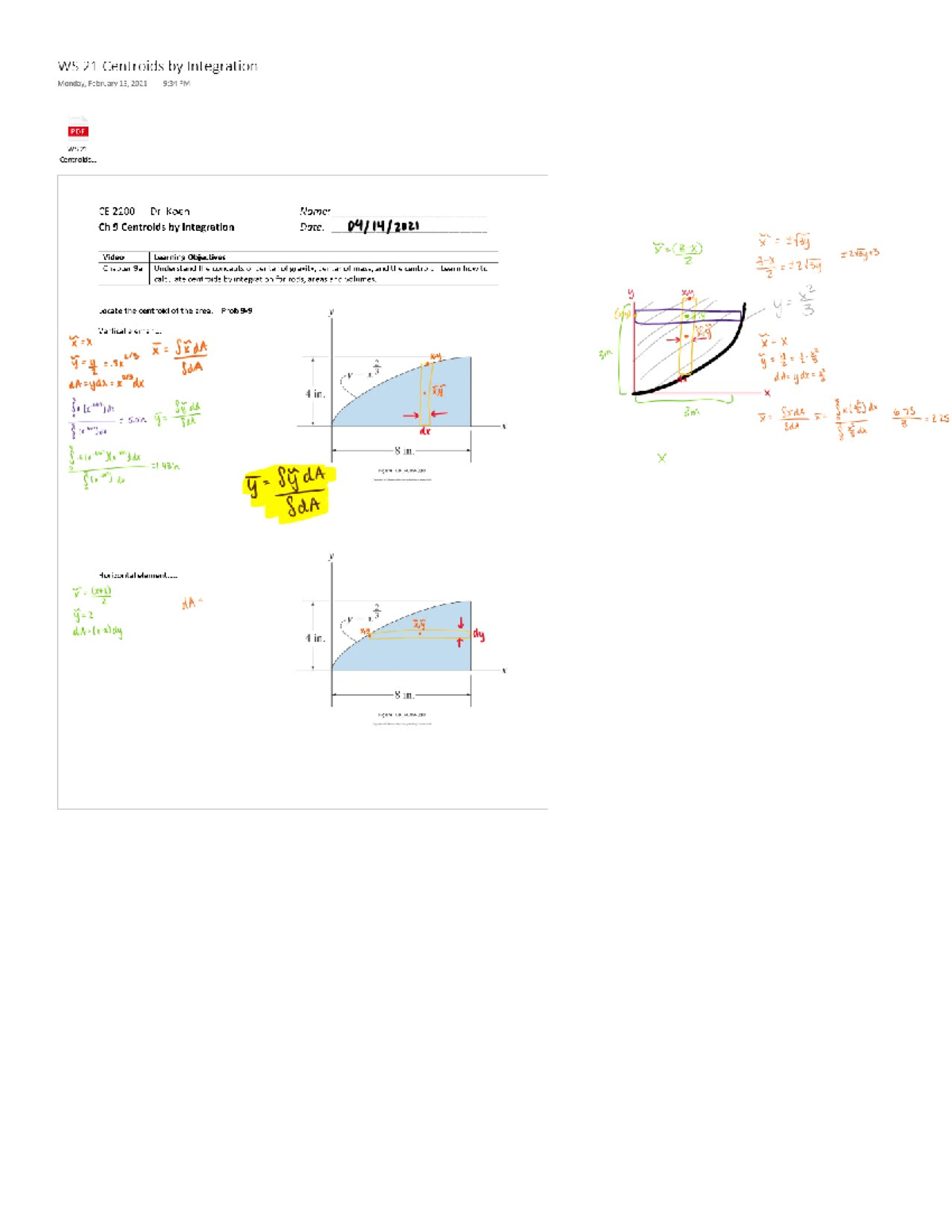 WS 21 - Centroids by integration - CIV ENG 2200 - Studocu