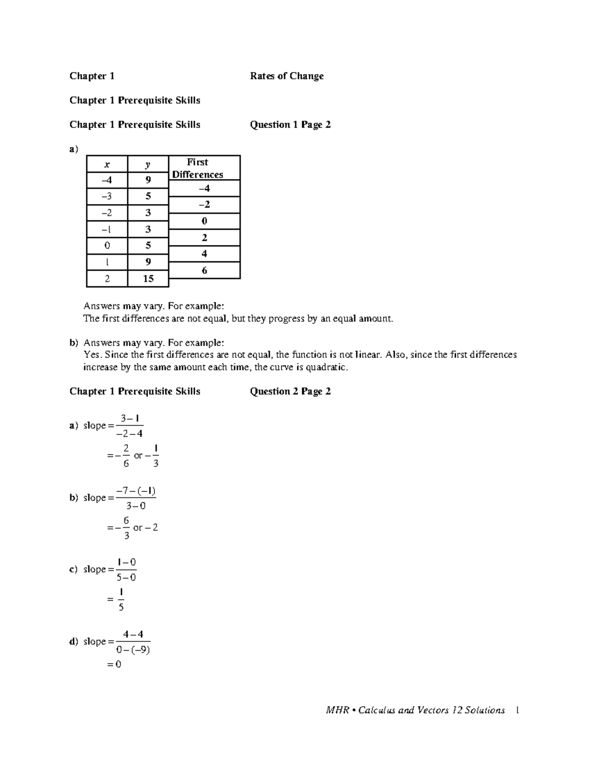 Calculus ch.1 solutions - Chapter 1 Rates of Change Chapter 1 ...