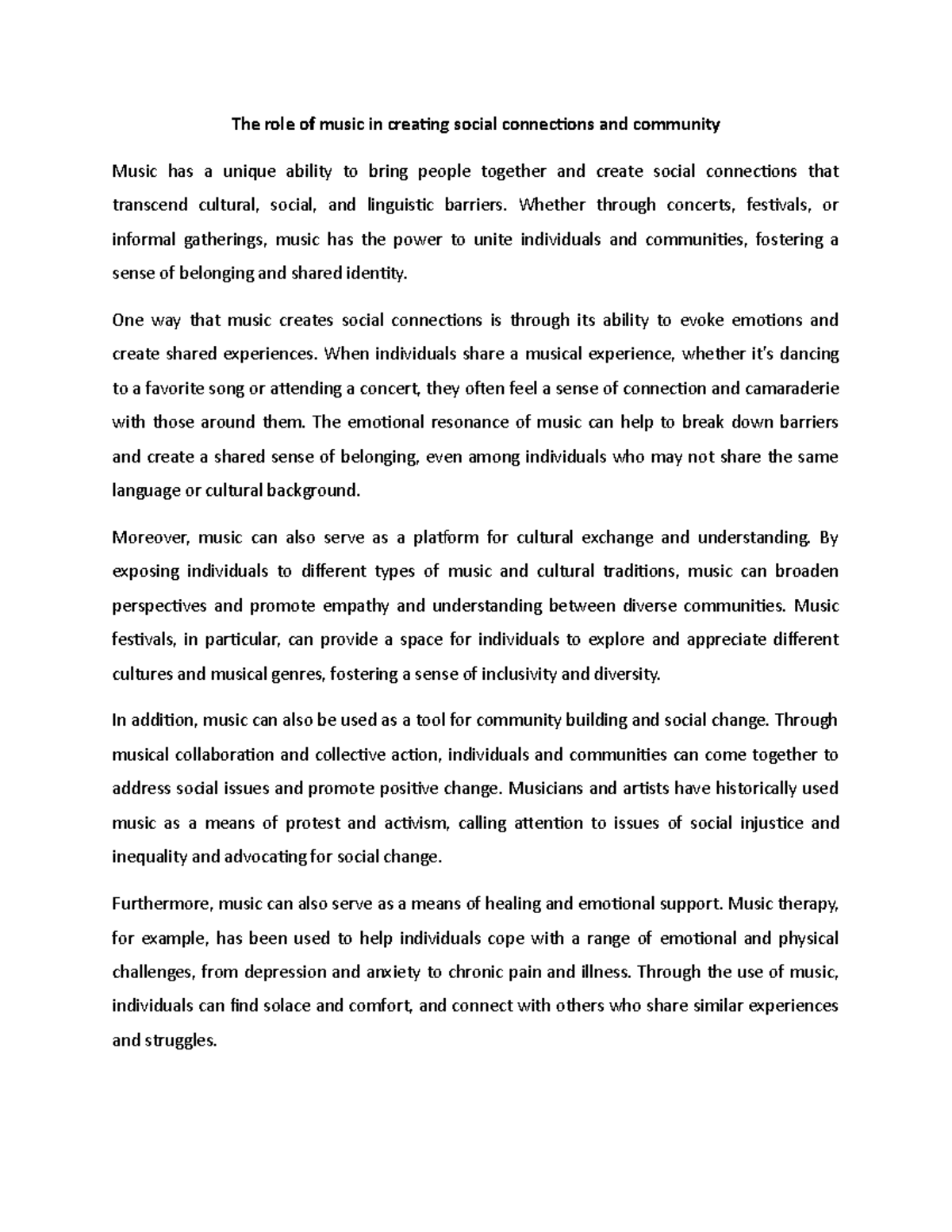 Commercial Music Composition - The role of music in creating social ...