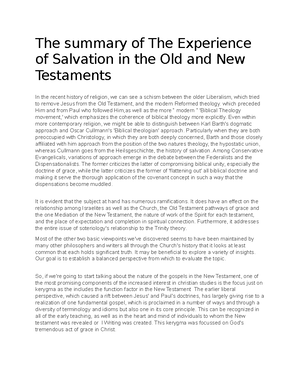 Salvation-History ALL ABOUT OLD TESTAMENT - The role of salvation ...