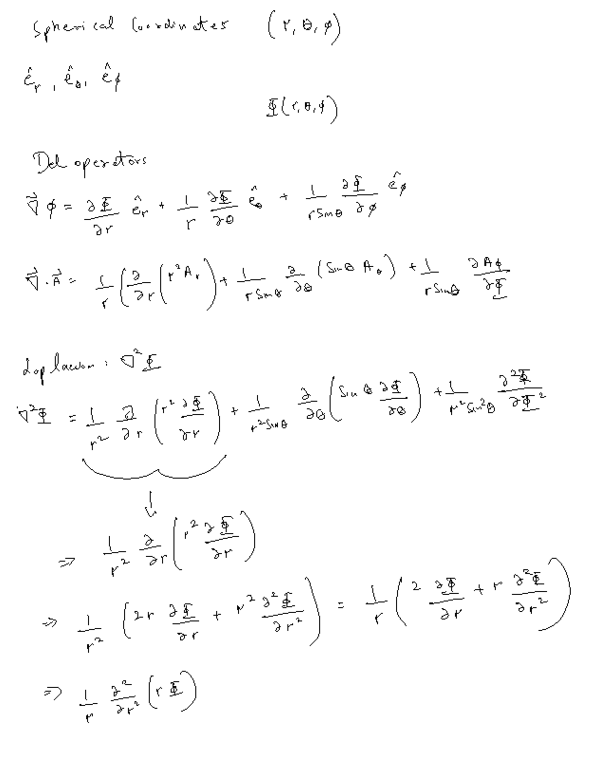 Nov 20 - Notes - Spherical Coordinates (r , E , 9) Er , es , e E (r, 0 ...