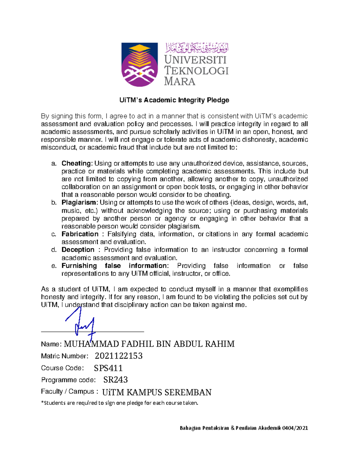 SPS411 - Lecture notes - Bahagian Pentaksiran & Penilaian Akademik 0404 ...