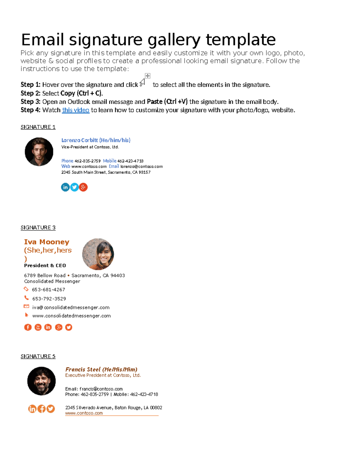 Email signature gallery - Follow the instructions to use the template ...