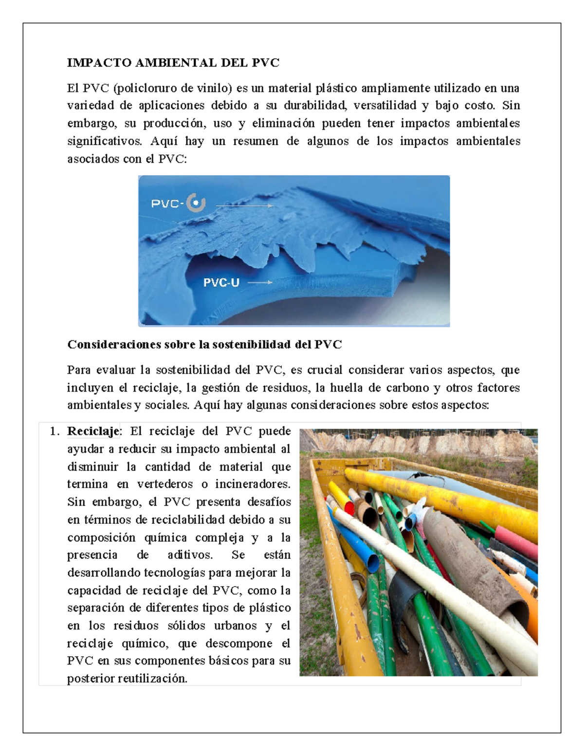 PVC Impacto AMB - Ensayo - IMPACTO AMBIENTAL DEL PVC El PVC ...
