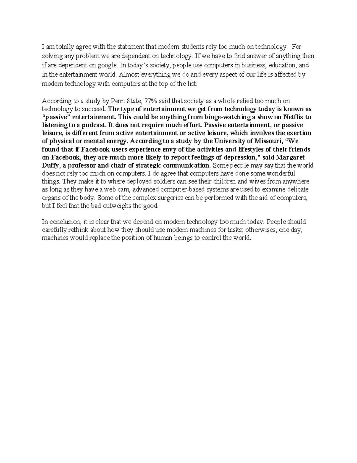 Modern students rely too much on technology - For solving any problem ...