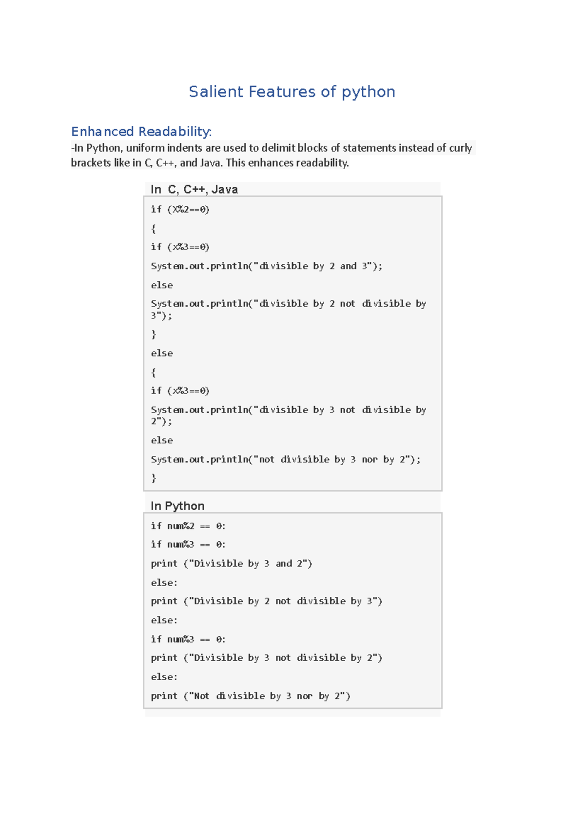Salient Features Of Python Salient Features Of Python Enhanced