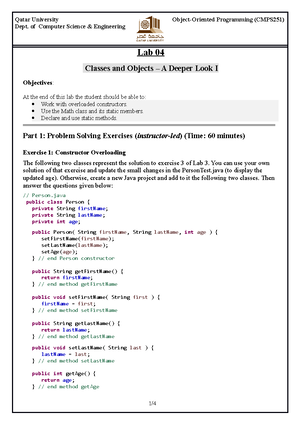 Lab06 - Arrays, Lists and Exception Handling - Qatar University Dept ...