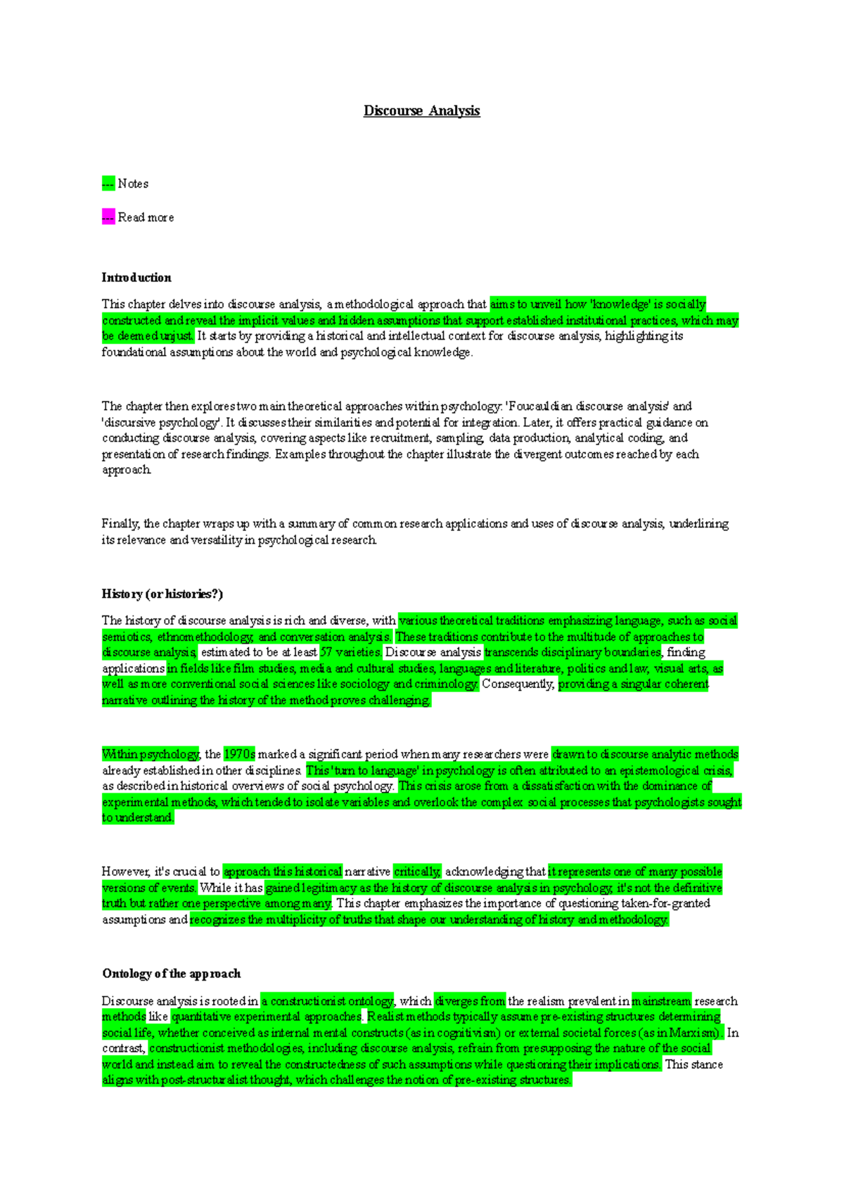 UNIT II Summary (DA) - notes for discourse analysis - Discourse ...