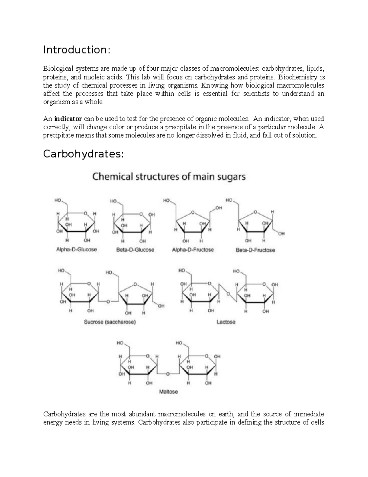 Macromolecules Lab-1 - Practice material - Introduction: Biological ...