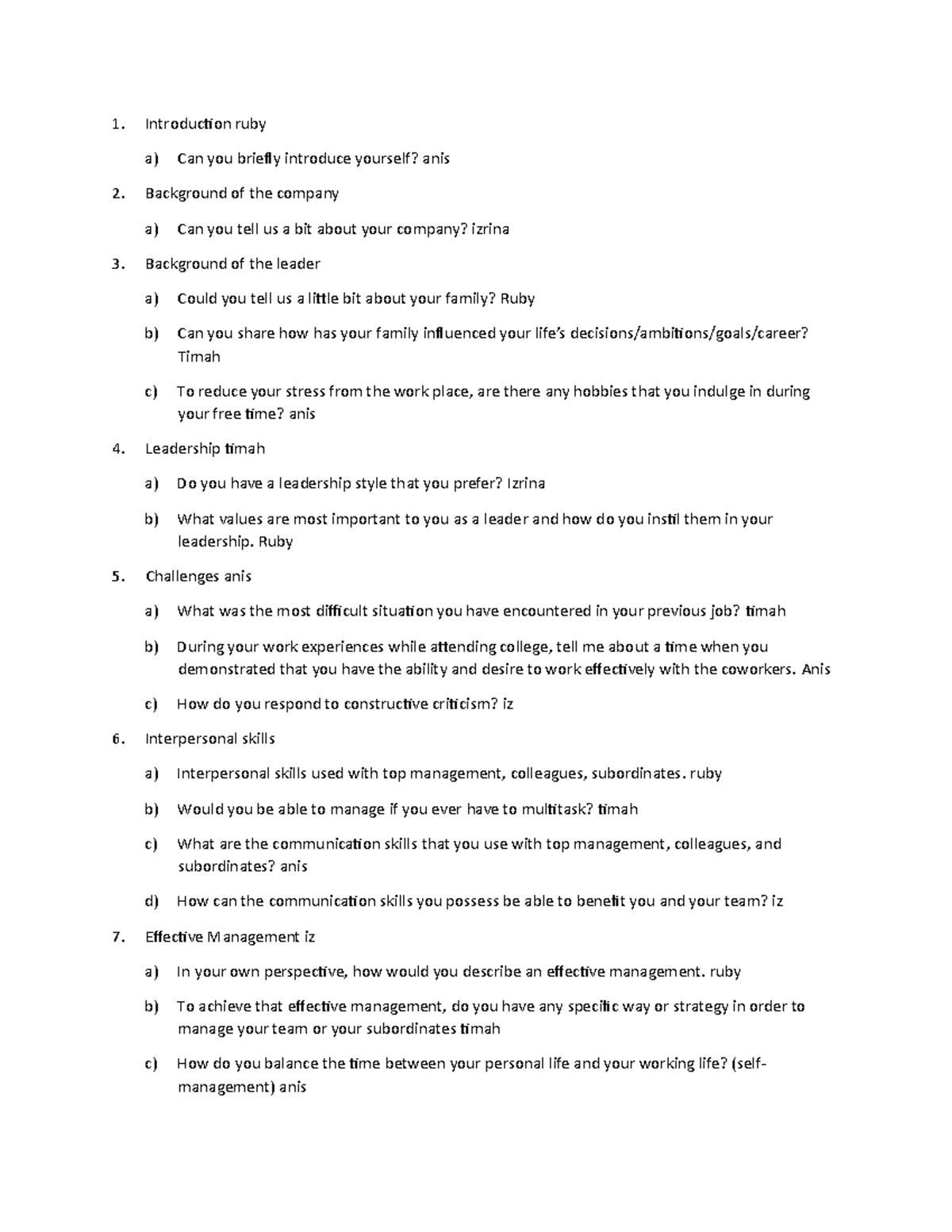 IV Questions For LDS - Introduction ruby a) Can you briefly introduce ...