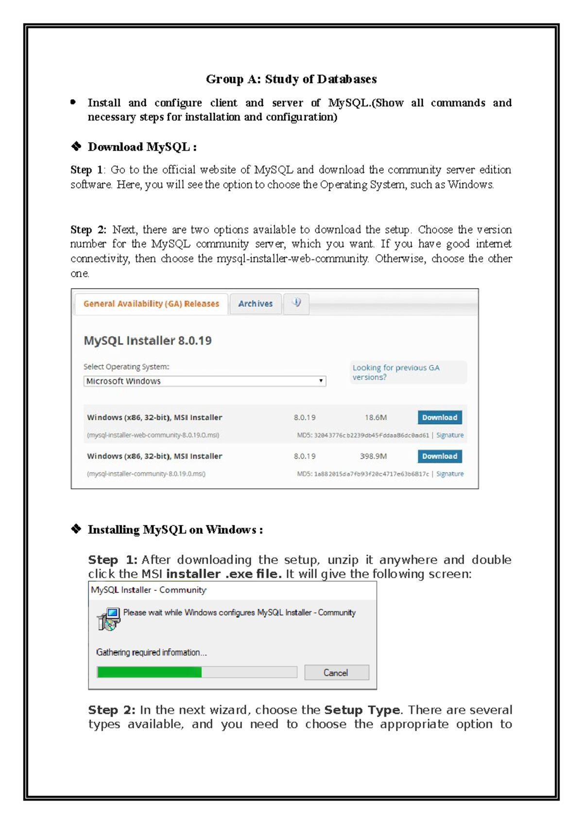 Dbms - Group A: Study of Databases Install and configure client and server of MySQL.(Show all ...