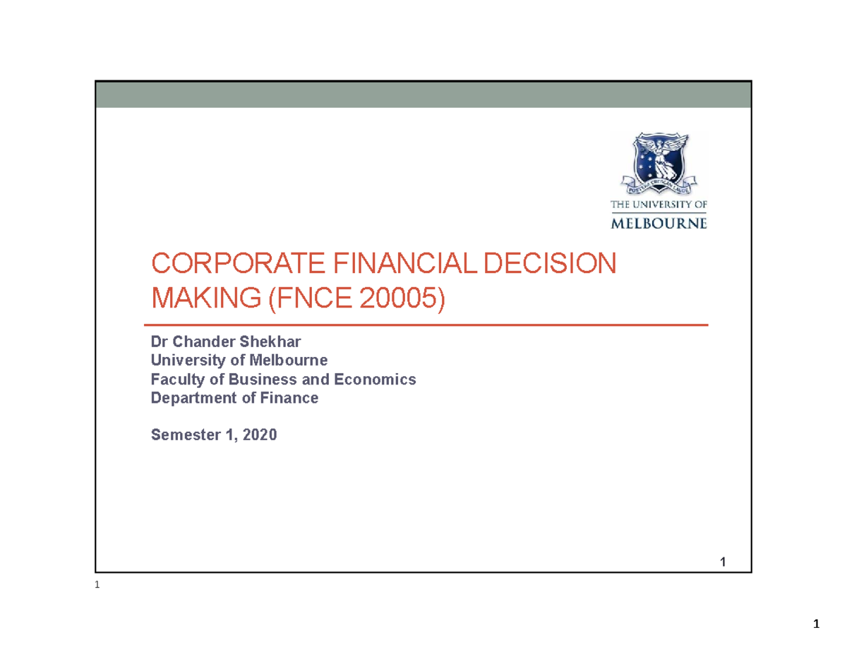 Lec1 FNCE2000 5 S1 2020 - Lecture 1 notes - Warning: TT: undefined ...