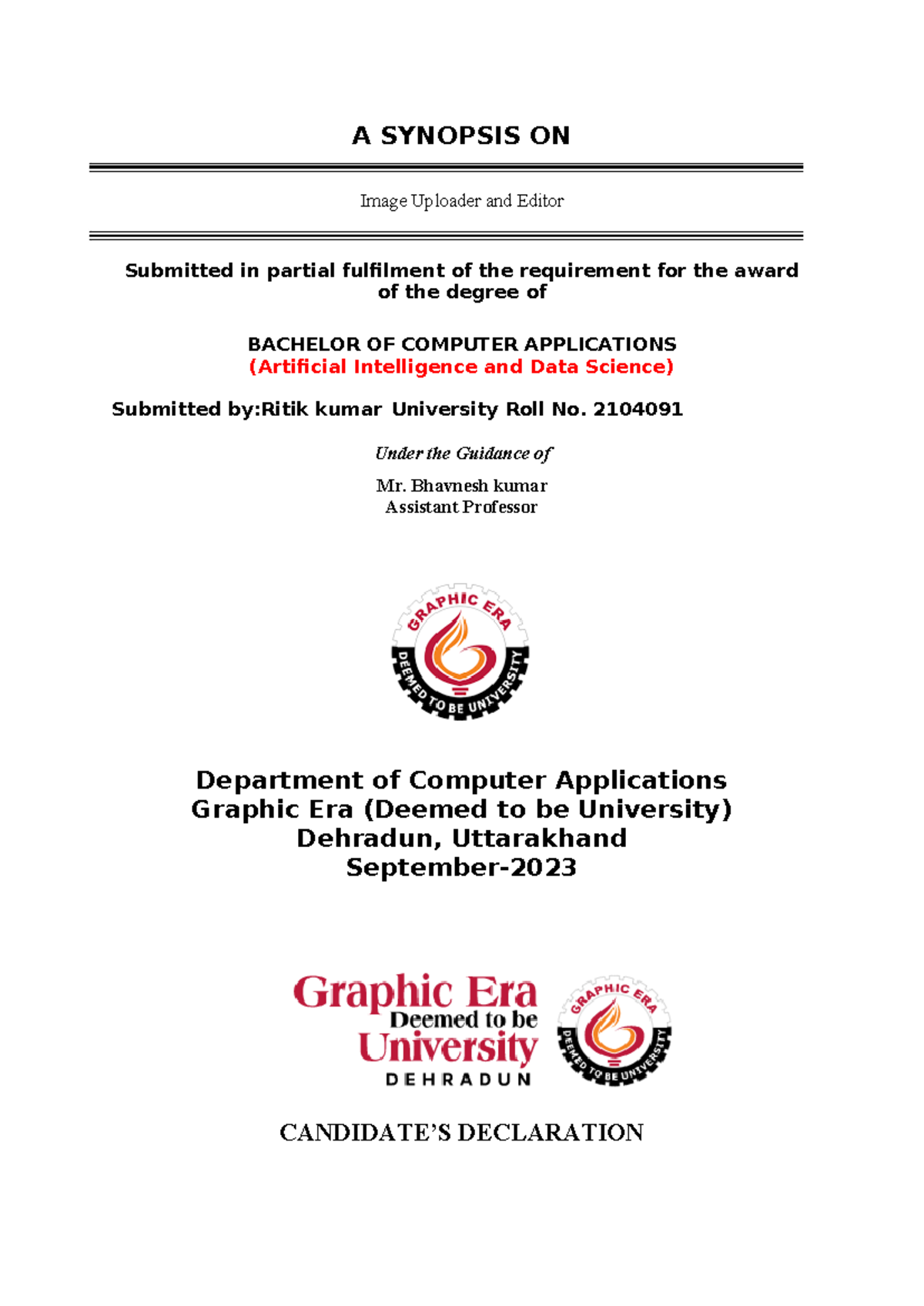 Project Synopsis Format - A SYNOPSIS ON Image Uploader and Editor ...