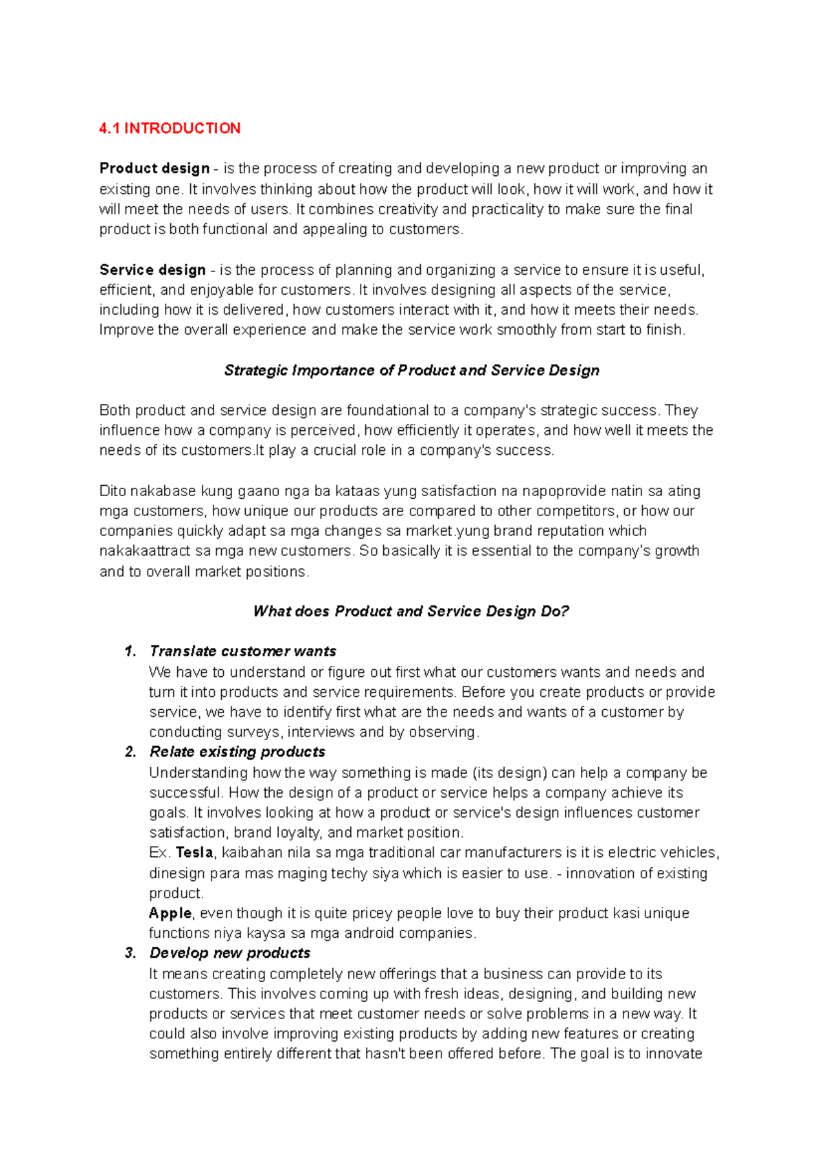 Chapter IV- Script - Explanation - 4 INTRODUCTION Product design - is ...