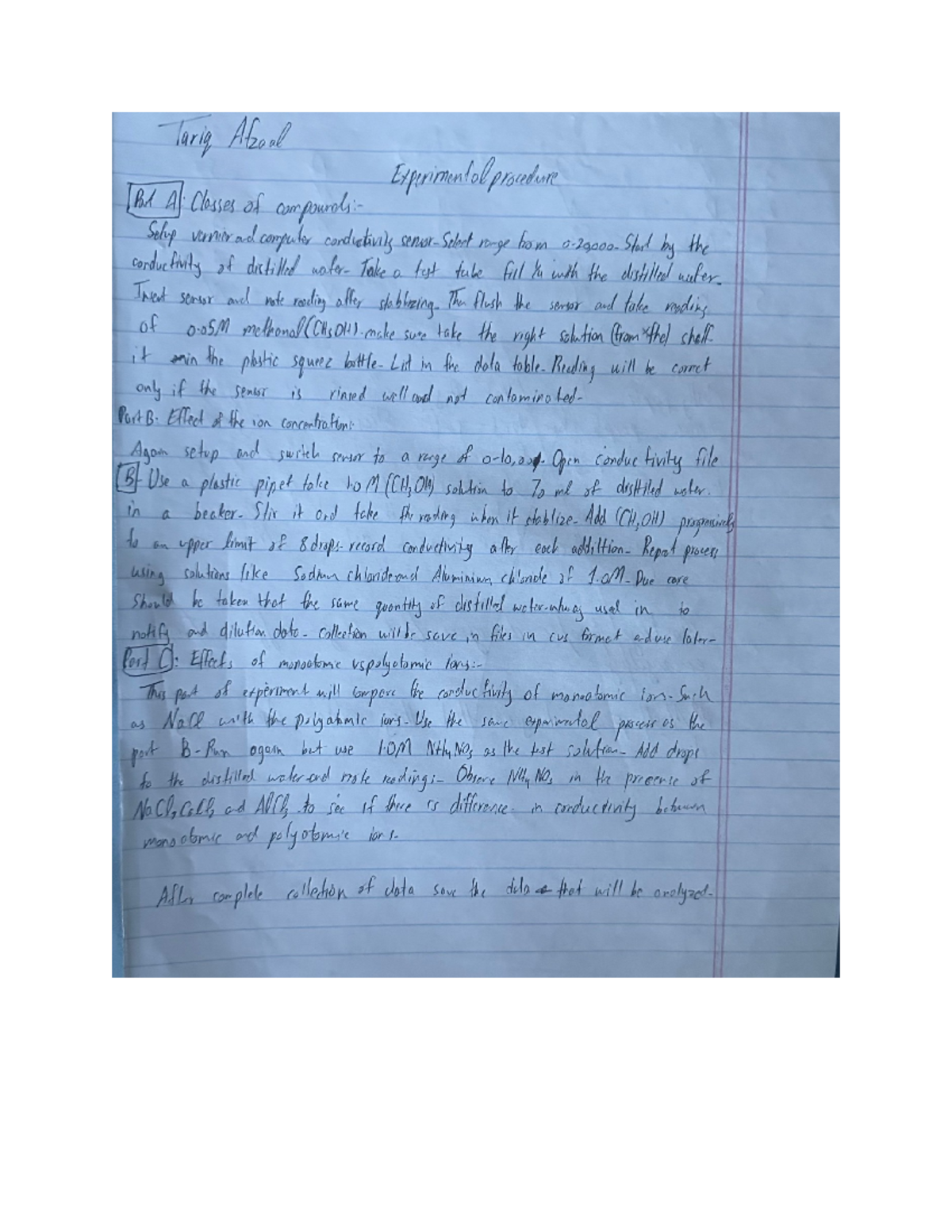 Experiment 2 Lab report New - Experiment 2 – Conductivity of solutions ...