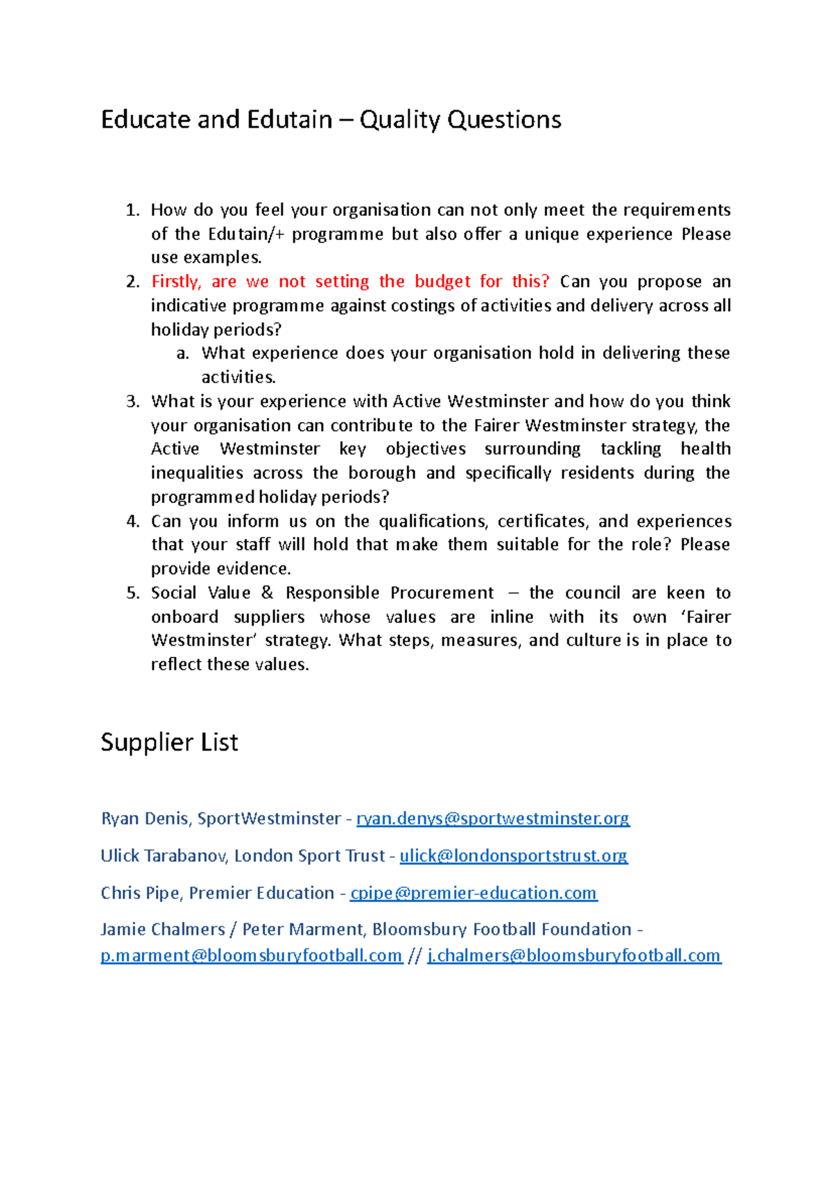 Quality Questions Part 2 - Educate and Edutain – Quality Questions 1 ...