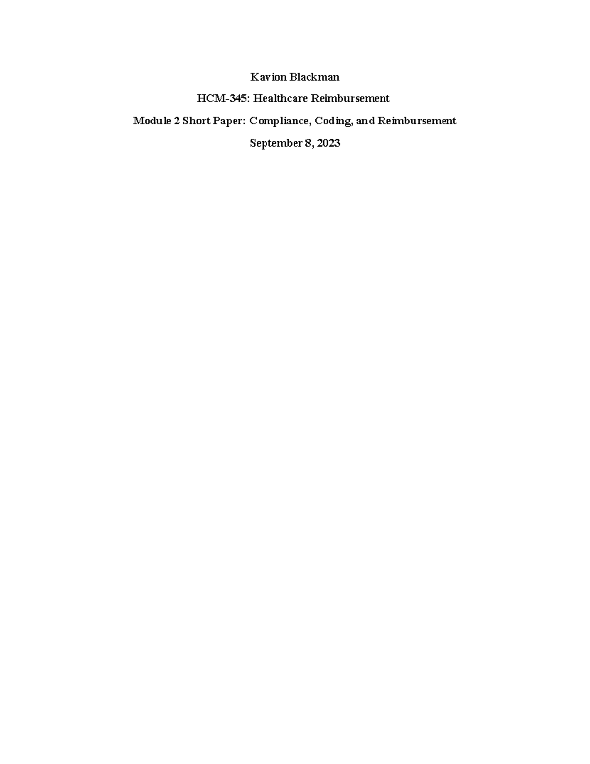 Module 2shortpaper - HCM345 - SNHU - Studocu