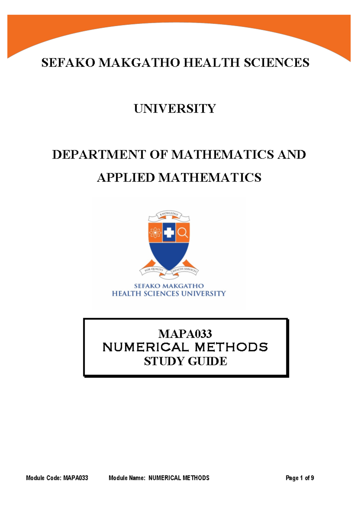 MAPA033-Studyguide - rgr - DEPARTMENT OF MATHEMATICS AND APPLIED ...