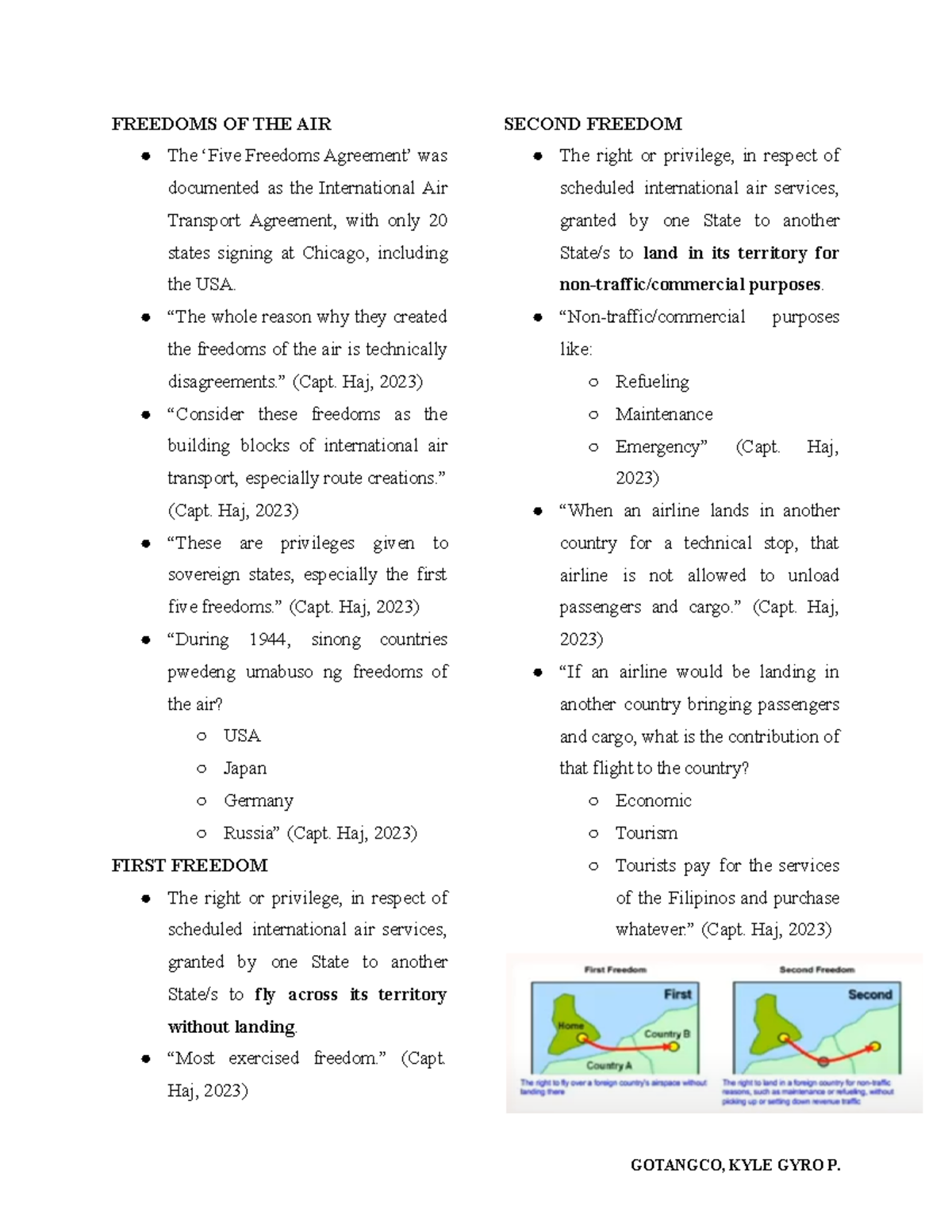 Av Leg Midterms - FREEDOMS OF THE AIR The ‘Five Freedoms Agreement’ was ...