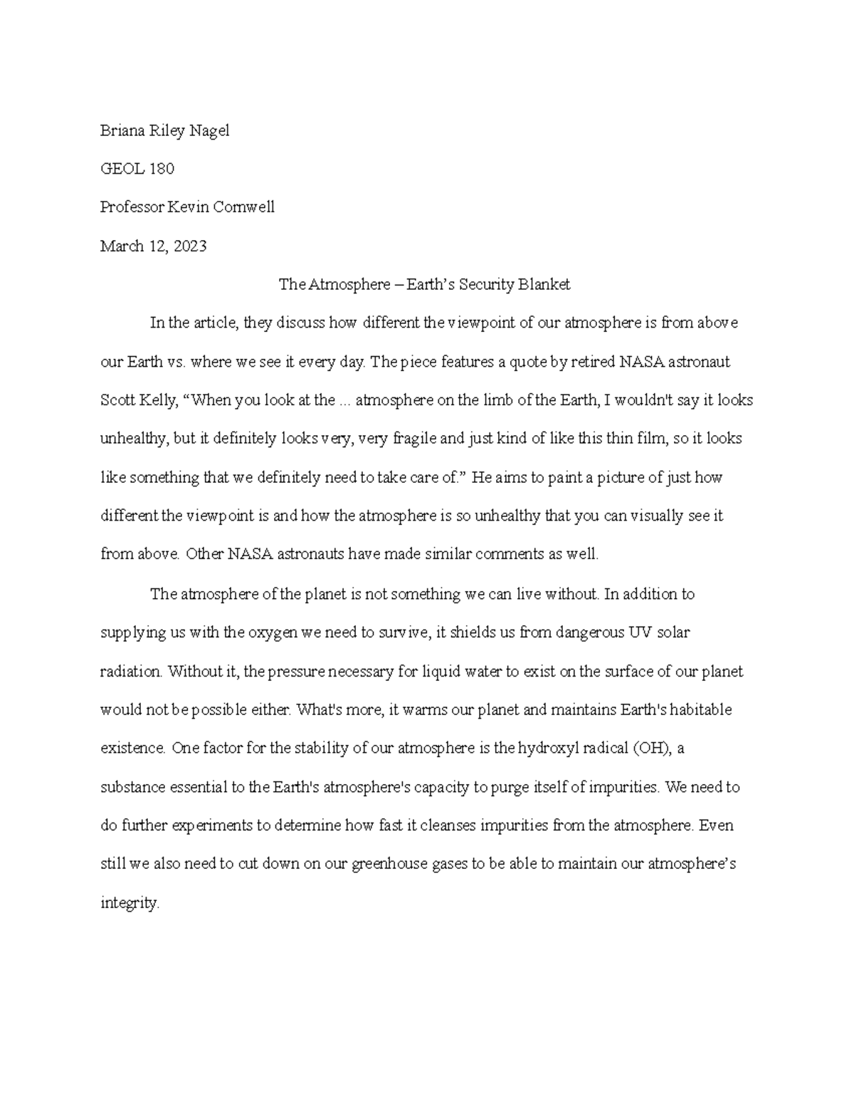 The Atmosphere – Earth’s Security Blanket - where we see it every day ...