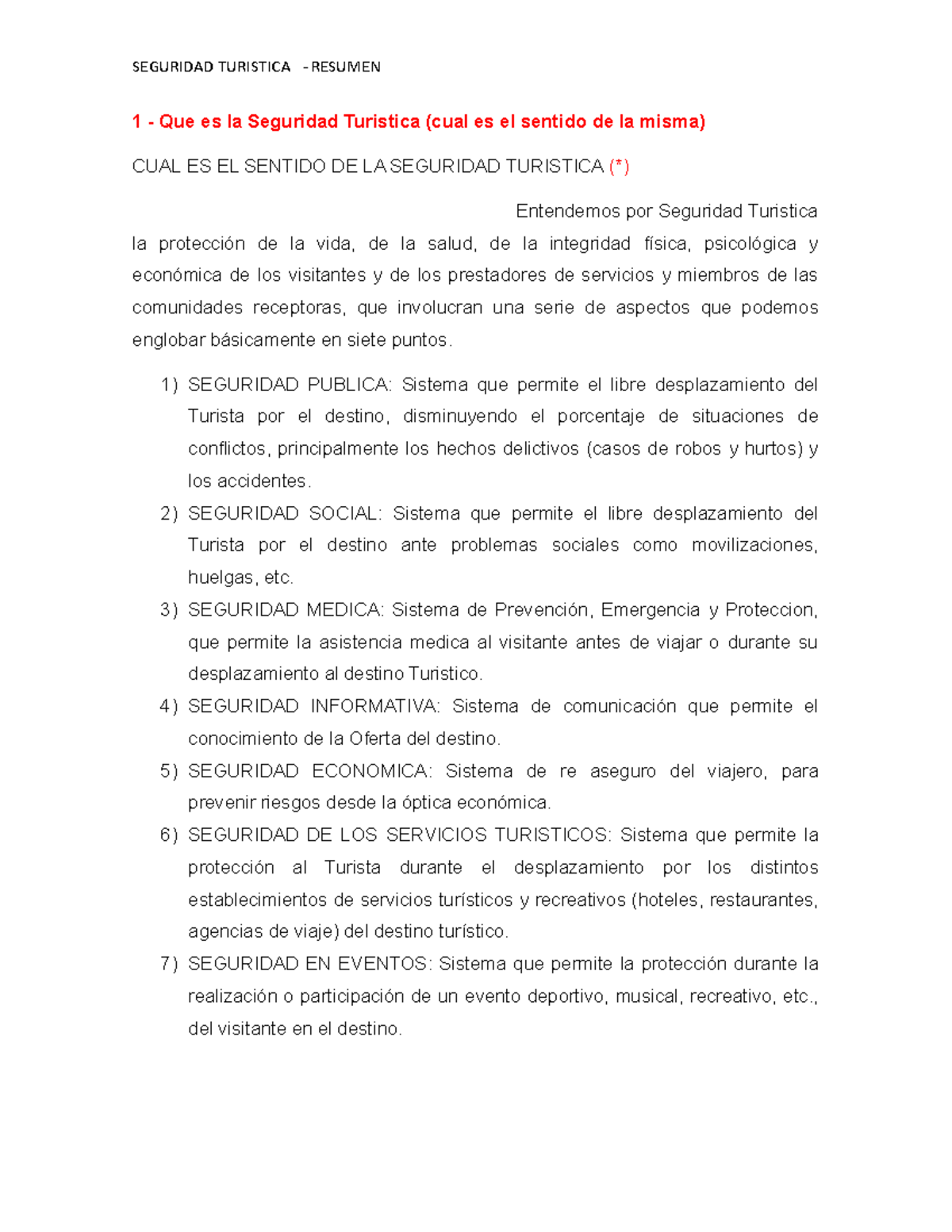 Seguridad Turistica - Resumen - 1 - Que es la Seguridad Turistica (cual ...