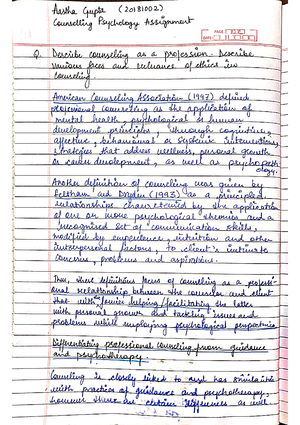 Counseling Psychology Notes OBE - Unit 1: Introduction: Nature and ...