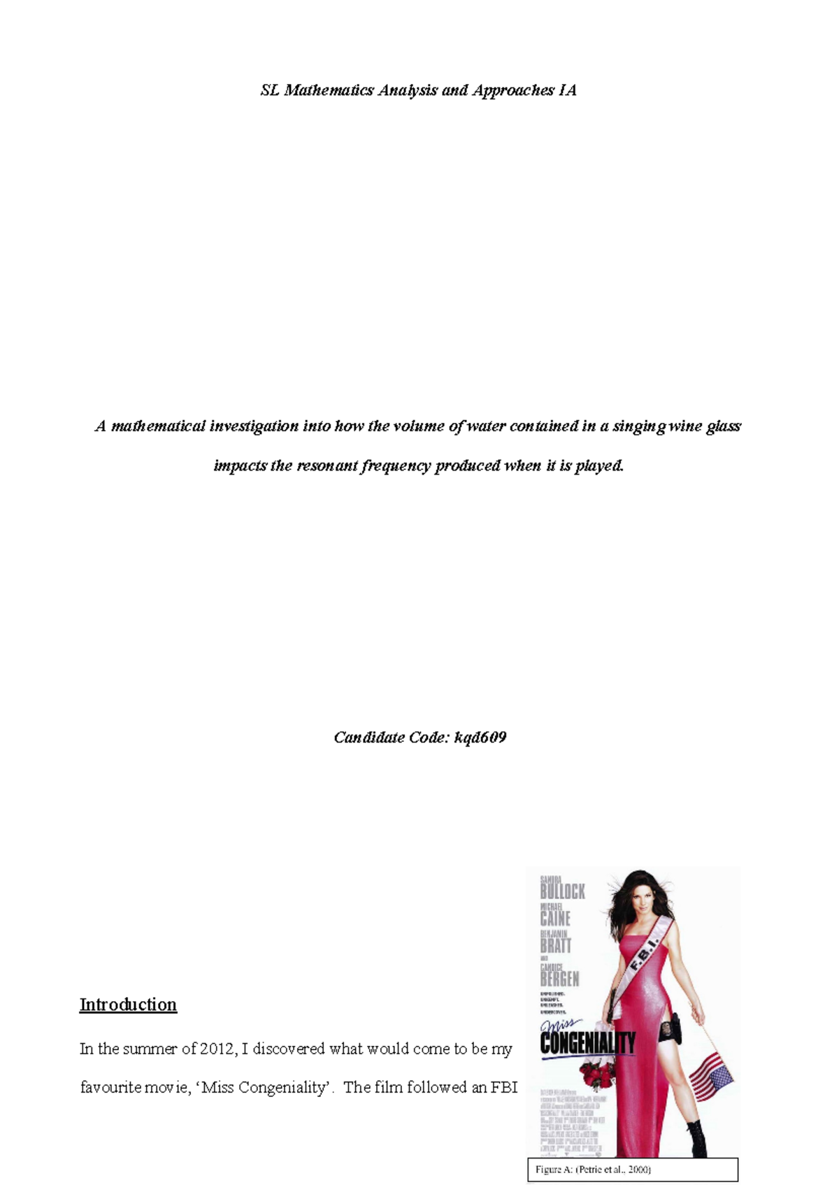 Maths IA Draft - SL Mathematics Analysis and Approaches IA A ...