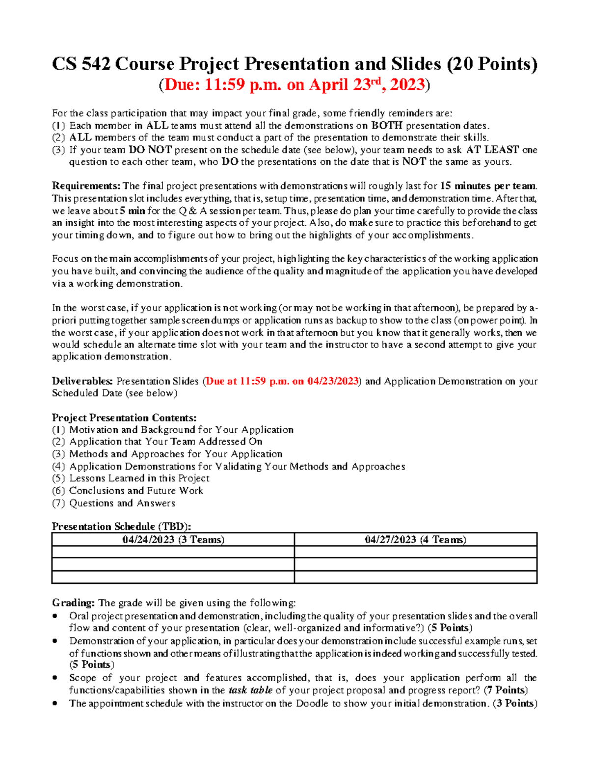 Cs 542 Group Project Presentation And Slides On April 23rd 2023